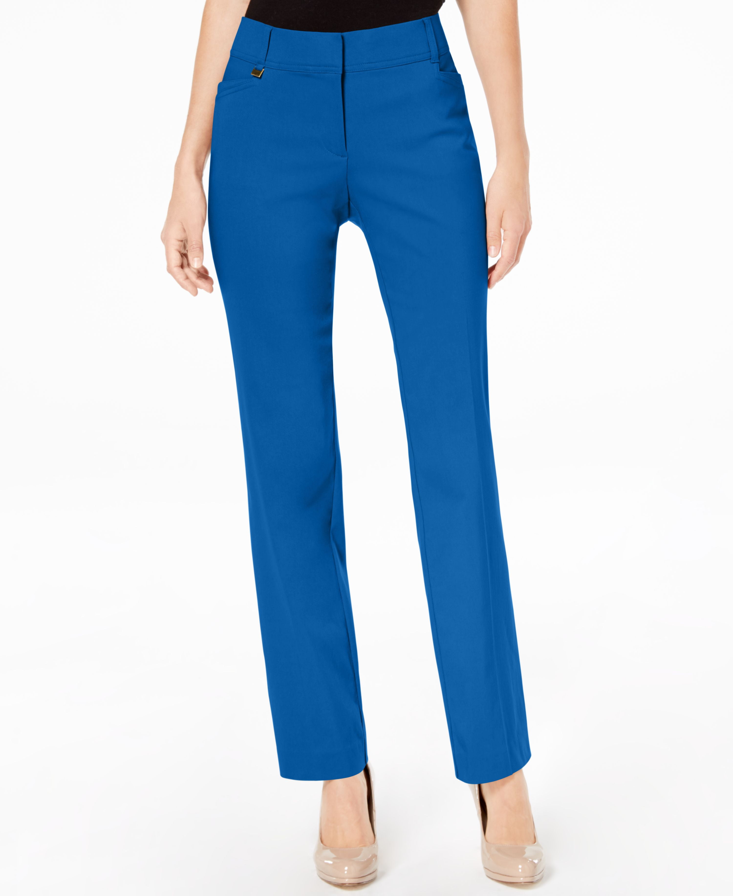 JM Collection Petite Tummy Control Curvy Fit Pants Seaport 8P - Walmart.com