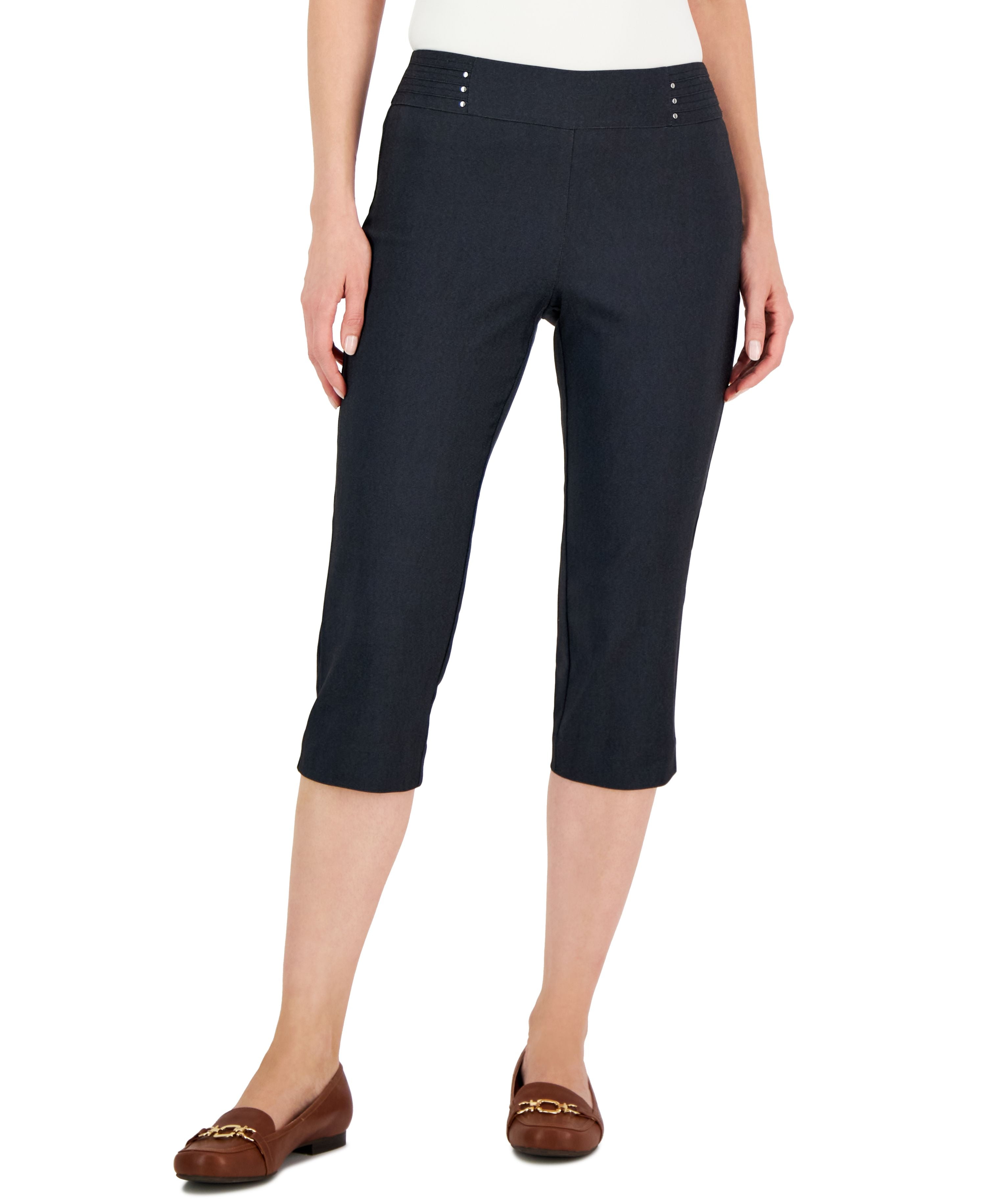 JM Collection Petite Waverly Denim Pull On Capri Pants Wavery Denim PS ...