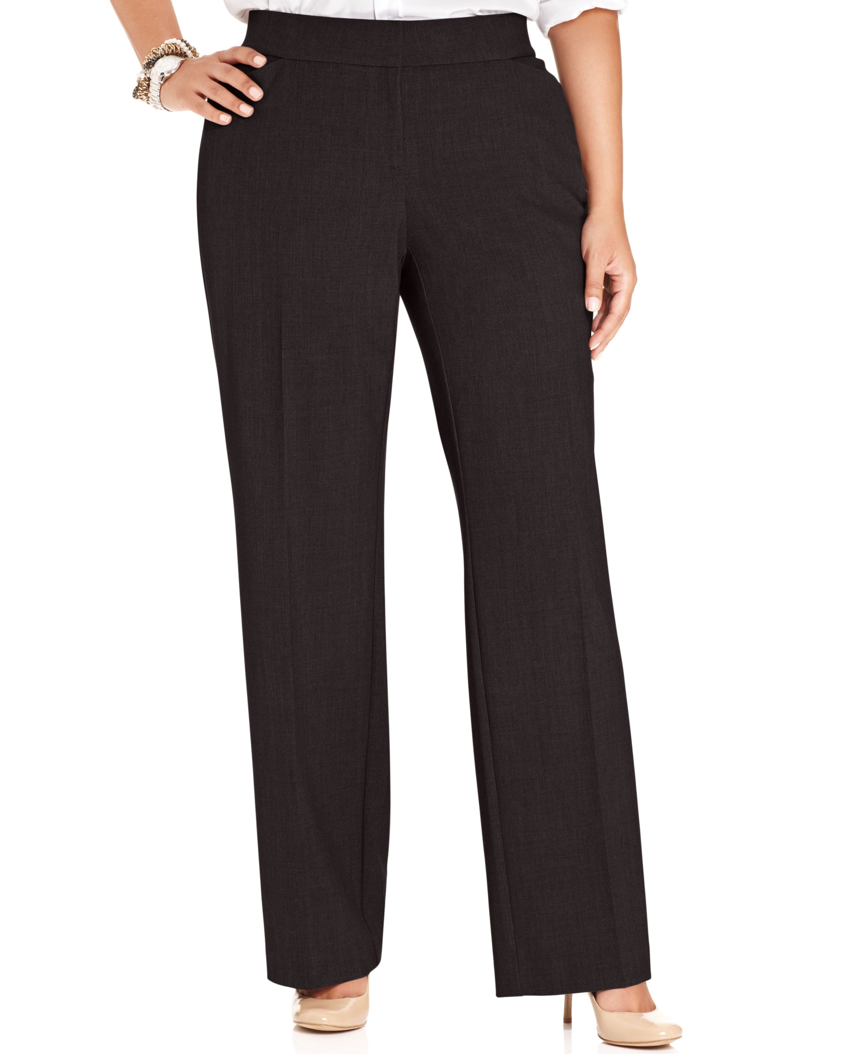 JM Collection Plus Size Curvy-Fit Straight-Leg Pants Espresso Roast ...