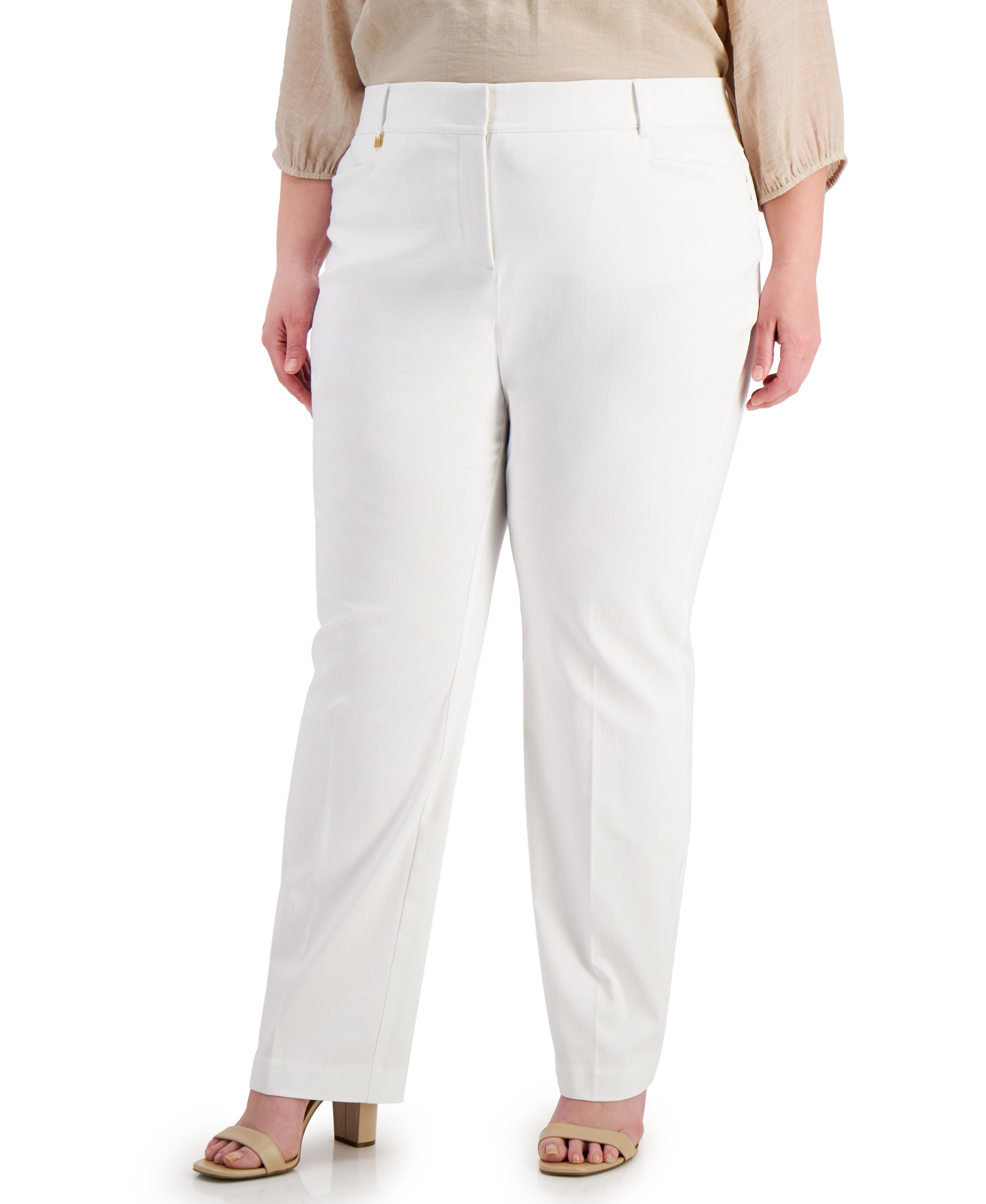 JM Collection Plus Size Slim Leg Pants Bright White 28W - Walmart.com