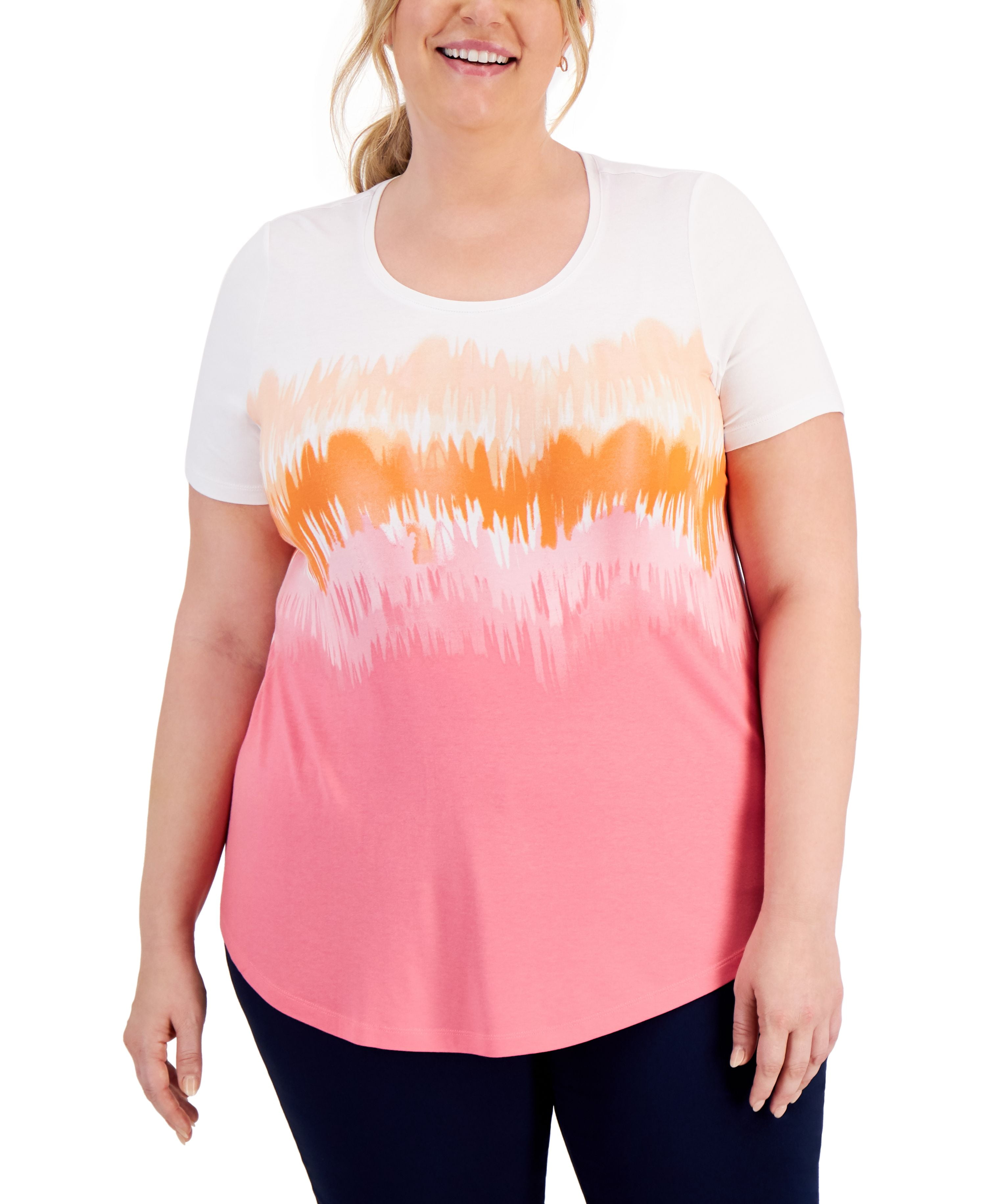 JM Collection Plus Size Tie Dyed Top Pink Gemstone Combo 3X - Walmart.com