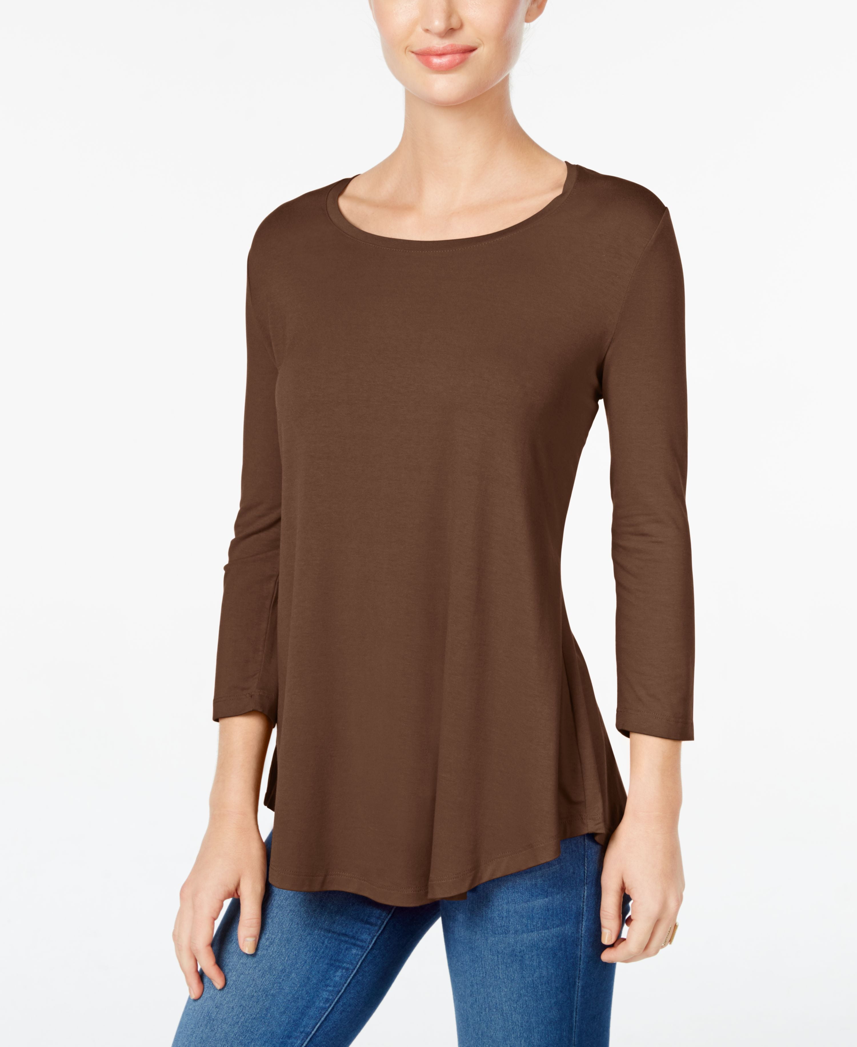 JM Collection Scoop Neck Top Red Maple S - Walmart.com