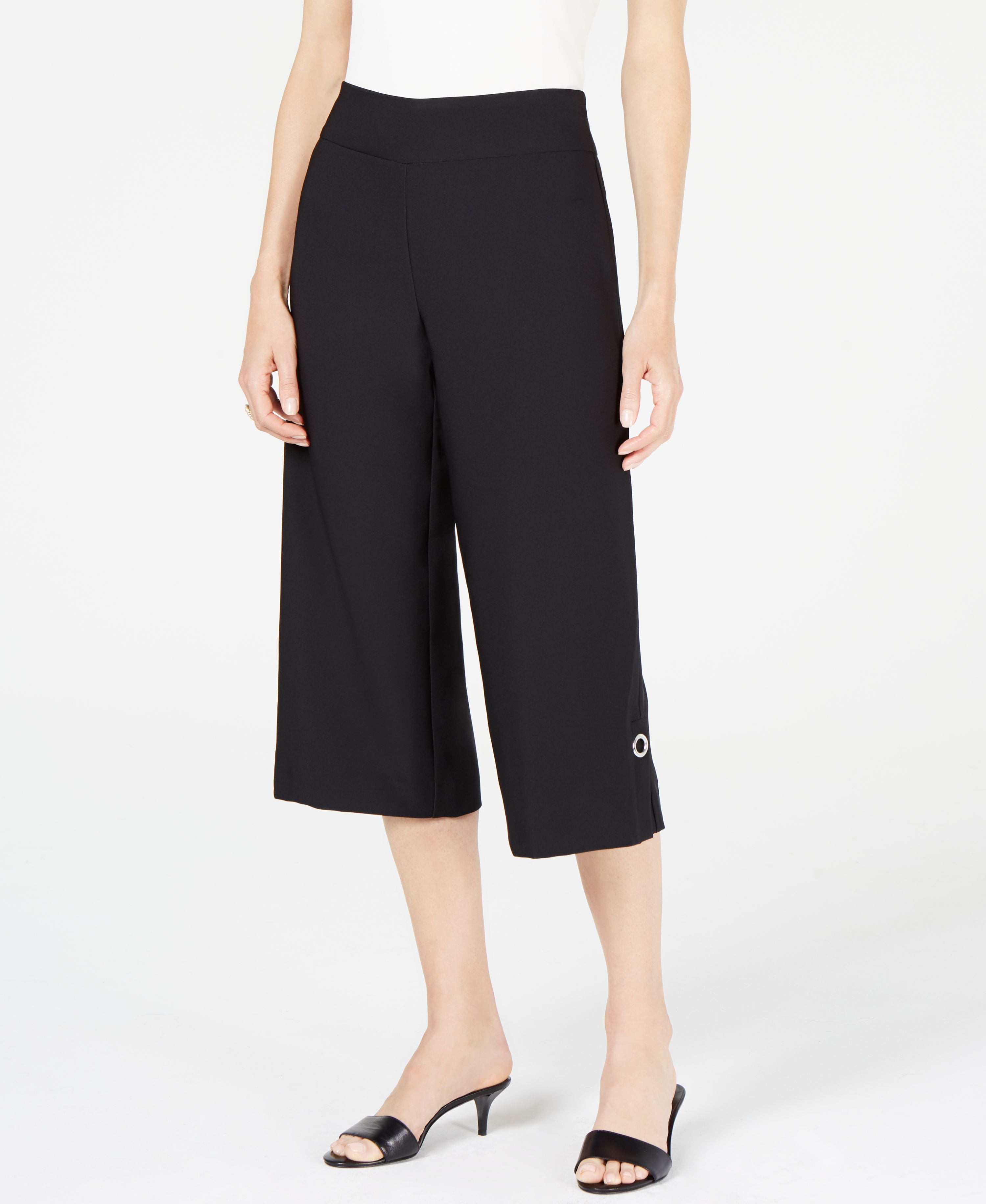 JM Collection Wide Leg Capri Deep Black M - Walmart.com