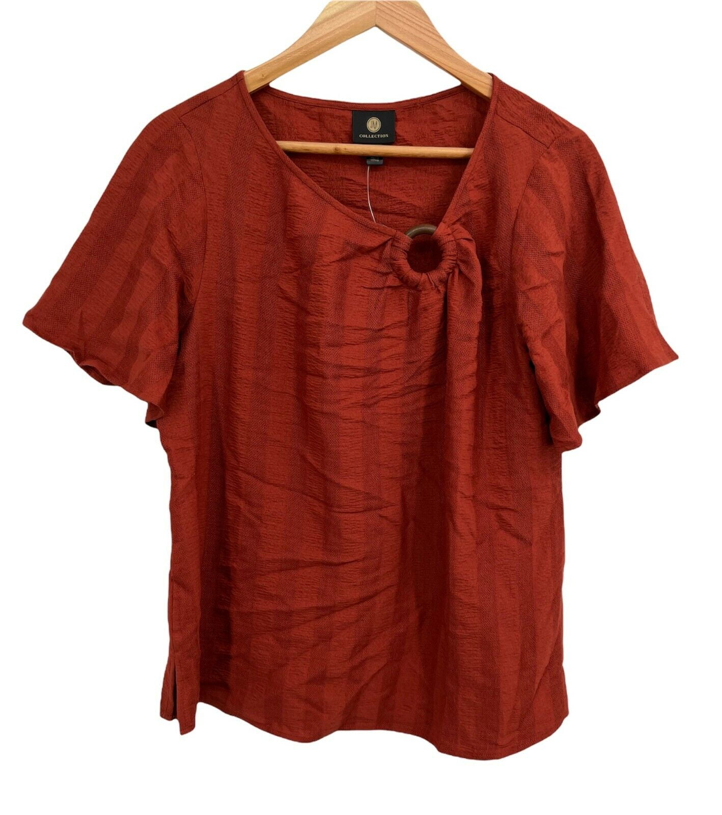 JM Collection Women's Blouse Top Short Sleeve Fireside Tropic Size L ...