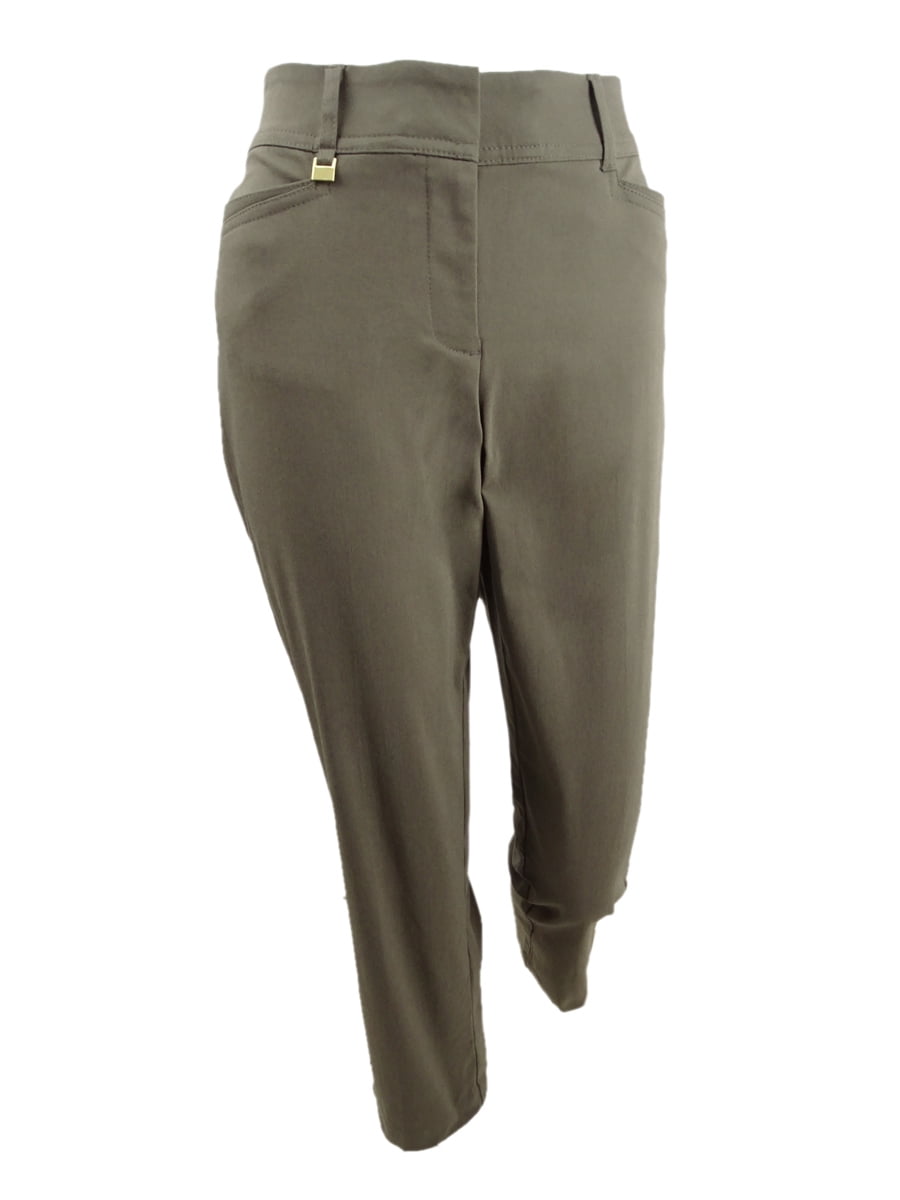 JM Collection Women's Petite Tummy-Control Curvy Fit Pants (4PS, Brown ...