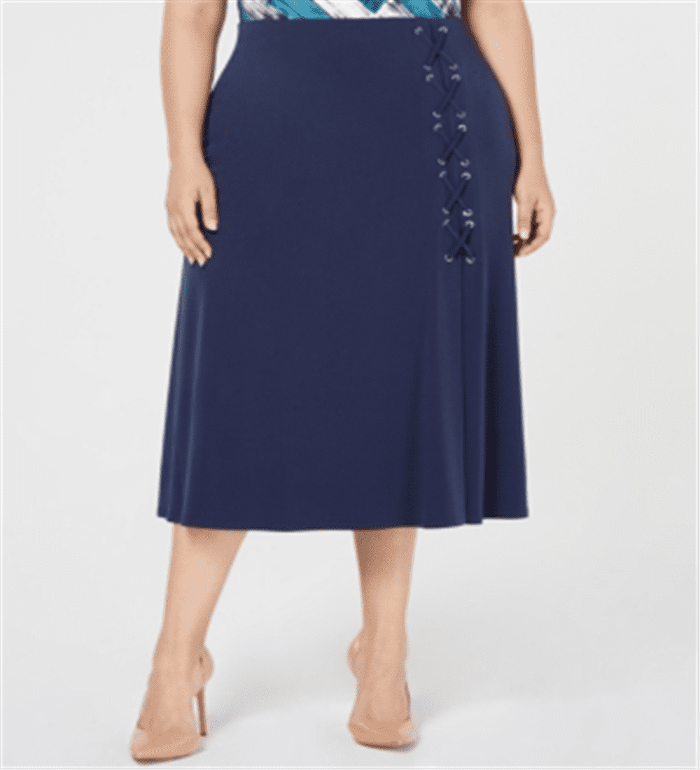 JM Collection Women's Plus Lace up a Line Skirt Blue Size 2X - Walmart.com