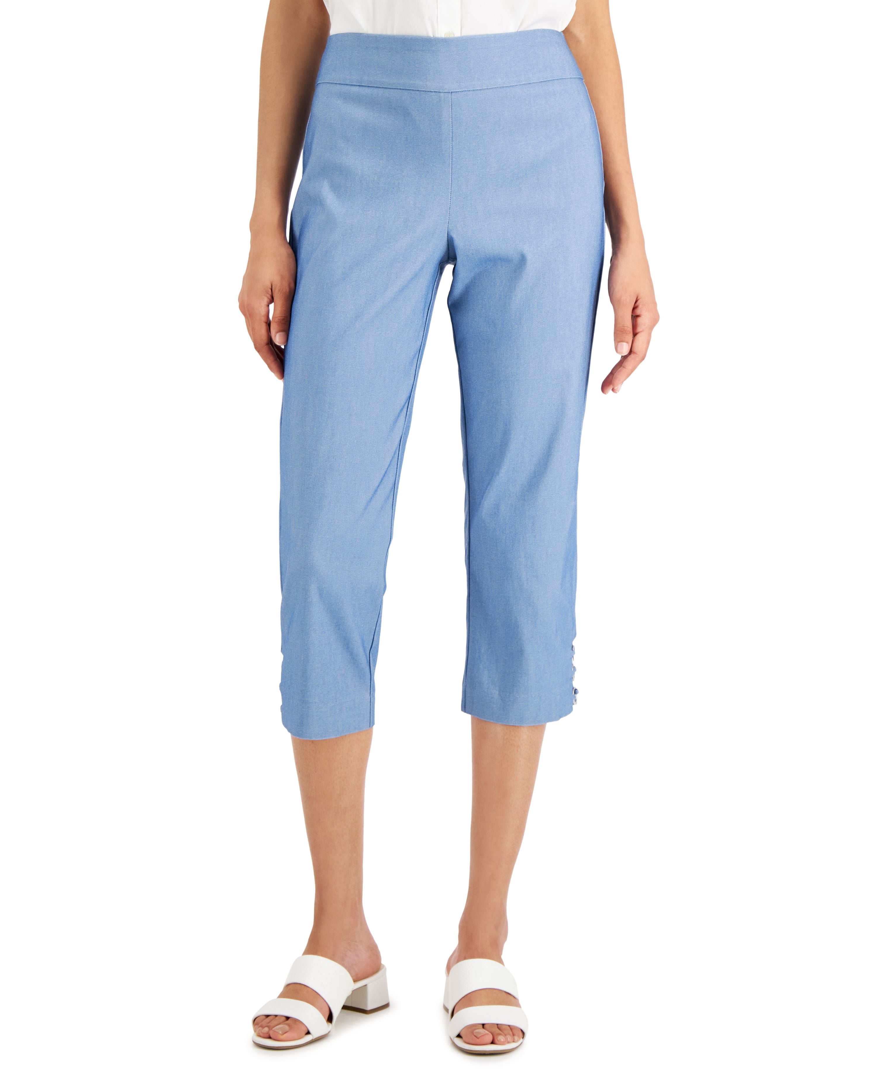 JM Collection Womens Denim Ring Detail Capri Pants Eden Light Wash M ...