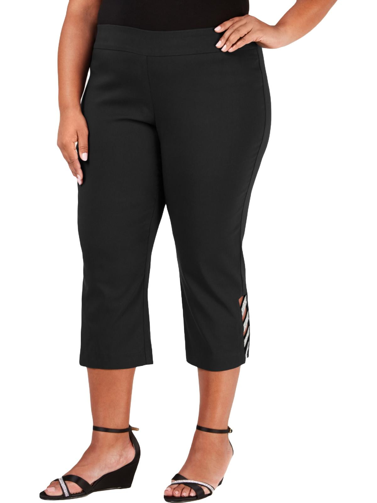 JM Collection Womens Plus Embellished Pull On Capri Pants - Walmart.com