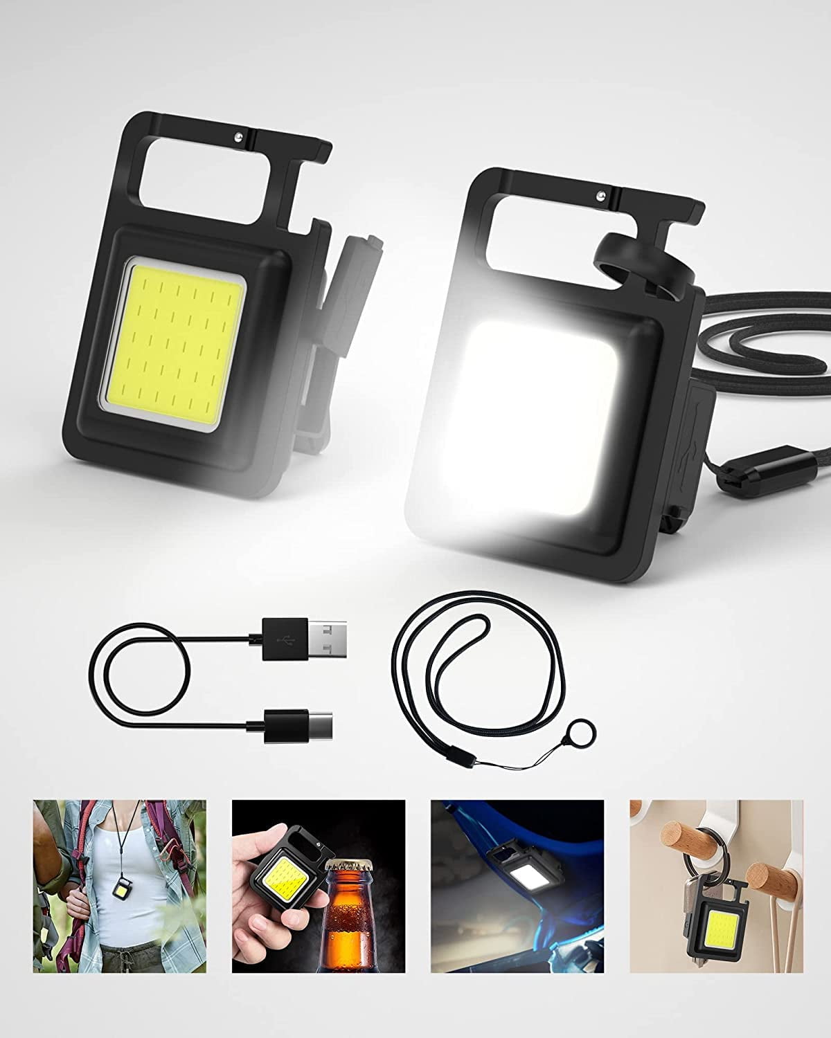 JM SELLER COB Keychain Flashlight Rechargeable Mini LED Pocket Light ...