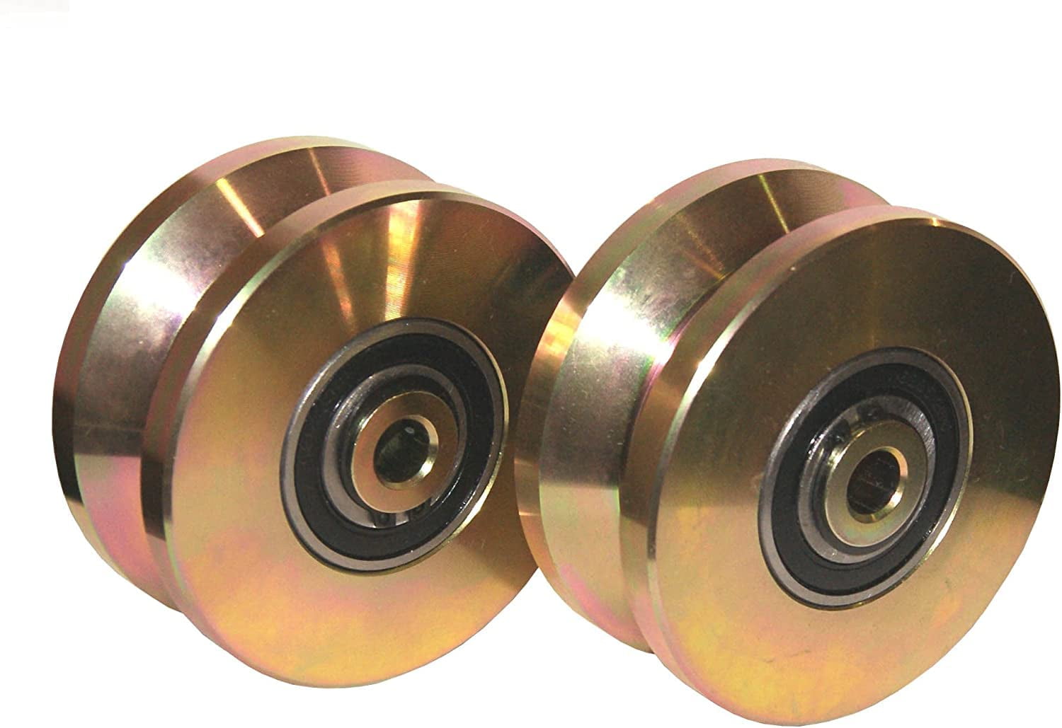 JM Steel 4'' Inch Solid Slide Gate V Groove Caster. Gold Colored. Wheel ...