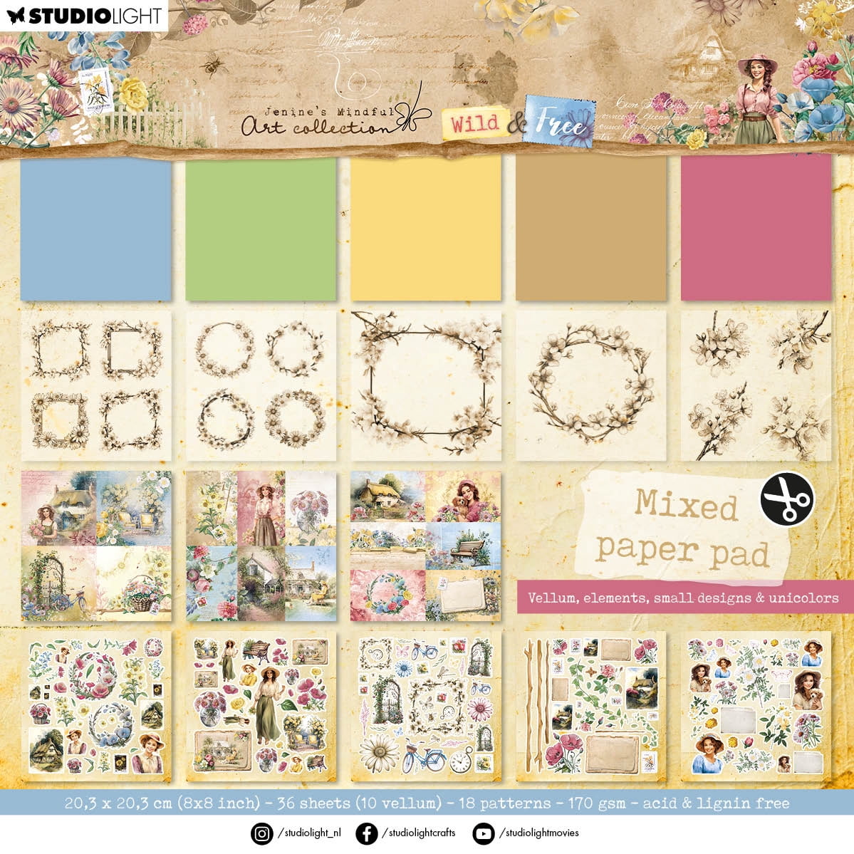 JMA Mixed Paper Pad Vellum, Unicolor & Elements Wild & Free 36 SH ...