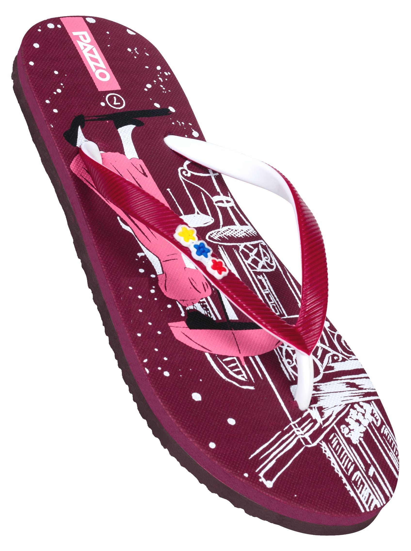 JMAT-Pazzo Ladies Rubber Slippers / Flip Flops EL65 Maroon 7 - Walmart.com