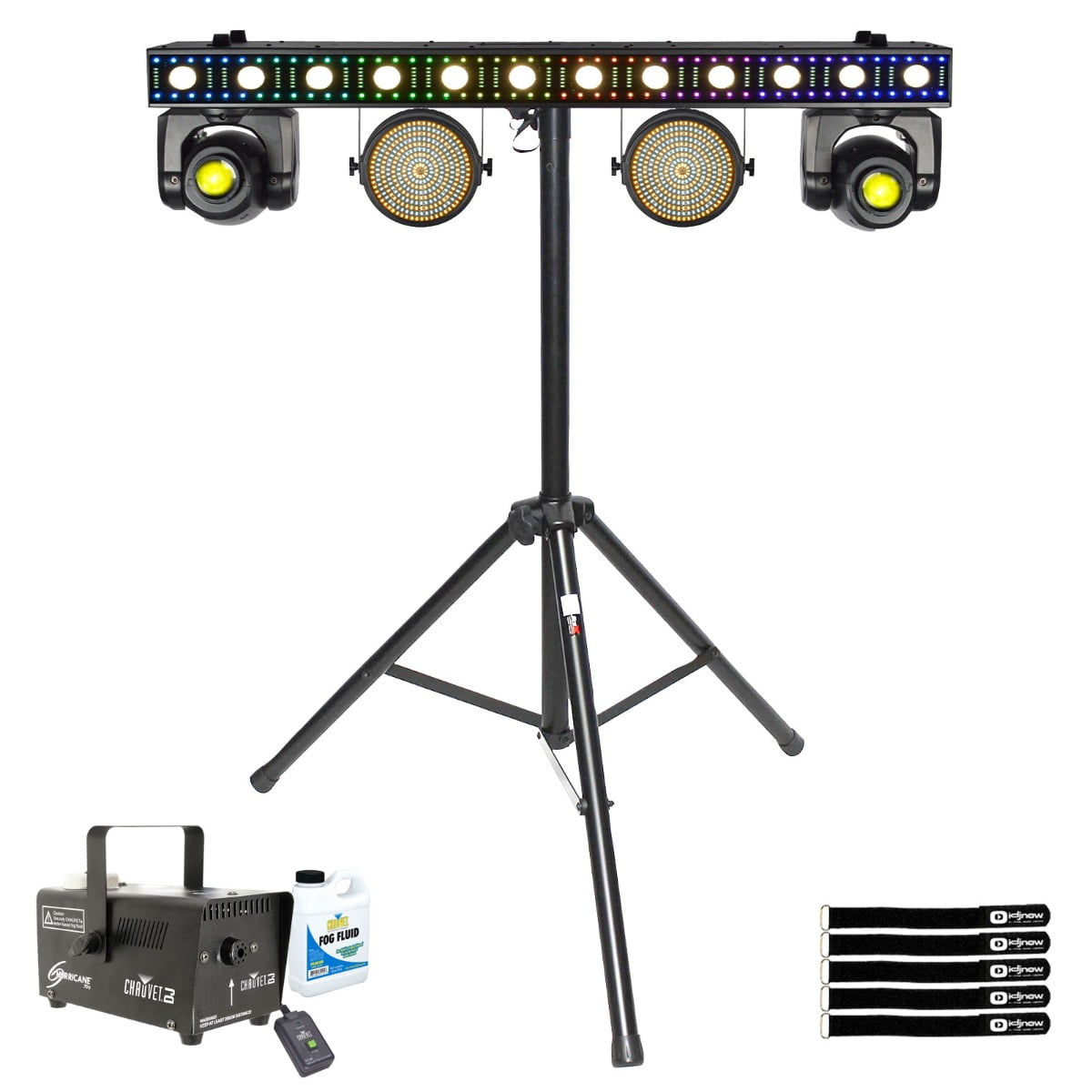 JMAZ Lighting JZ2008 Versa Flex Bar All-In-One Lighting System with JZ2009 Pars, Stand & Fog ...