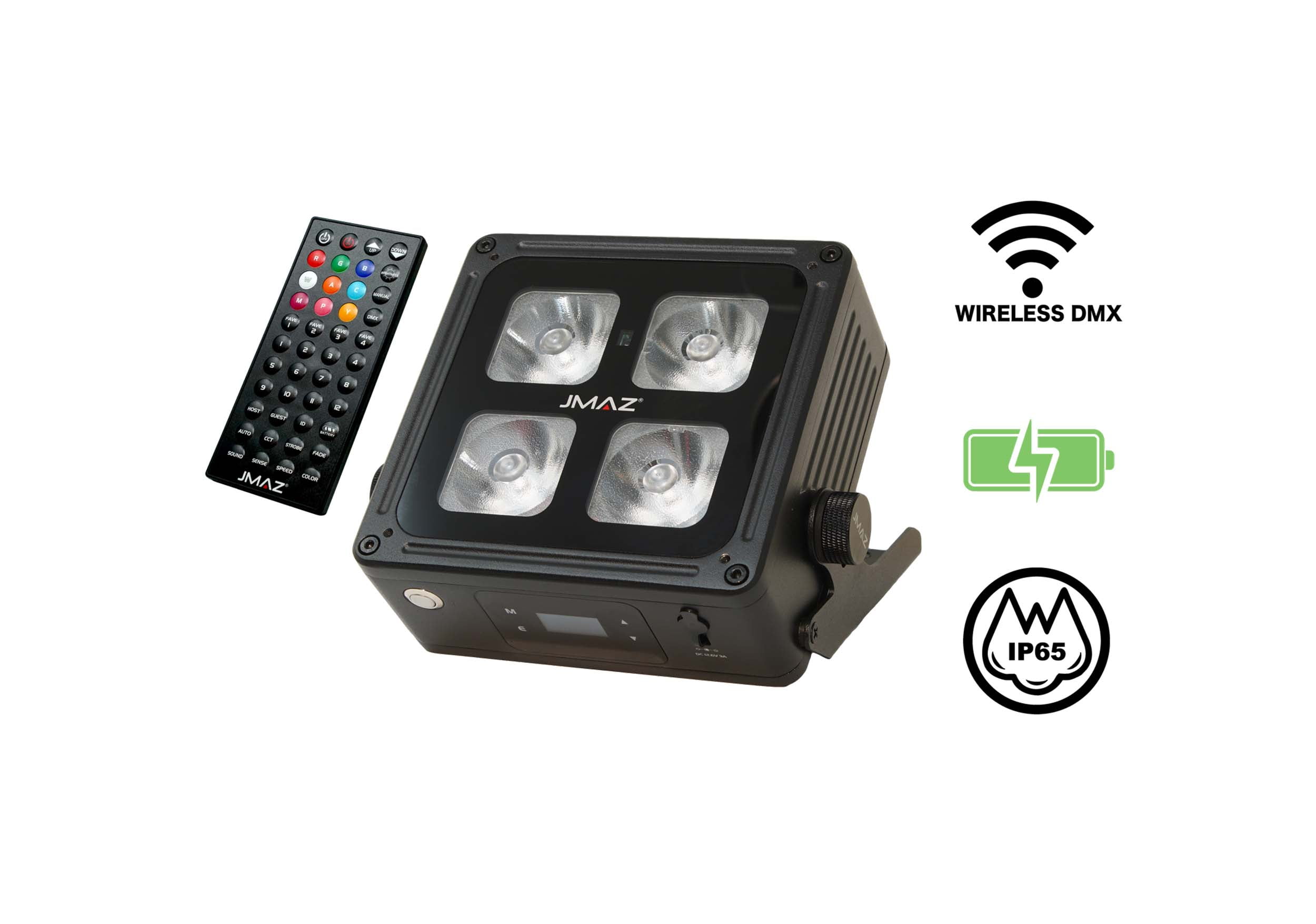 JMAZ Lighting MAD PAR 4IP Battery Powered Outdoor RGBWA+UV LED Light ...