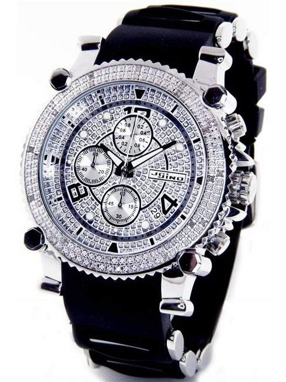 JMDT1 Manhattan Diamond Watch, Silver-Diamond Accented Dial with Black ...