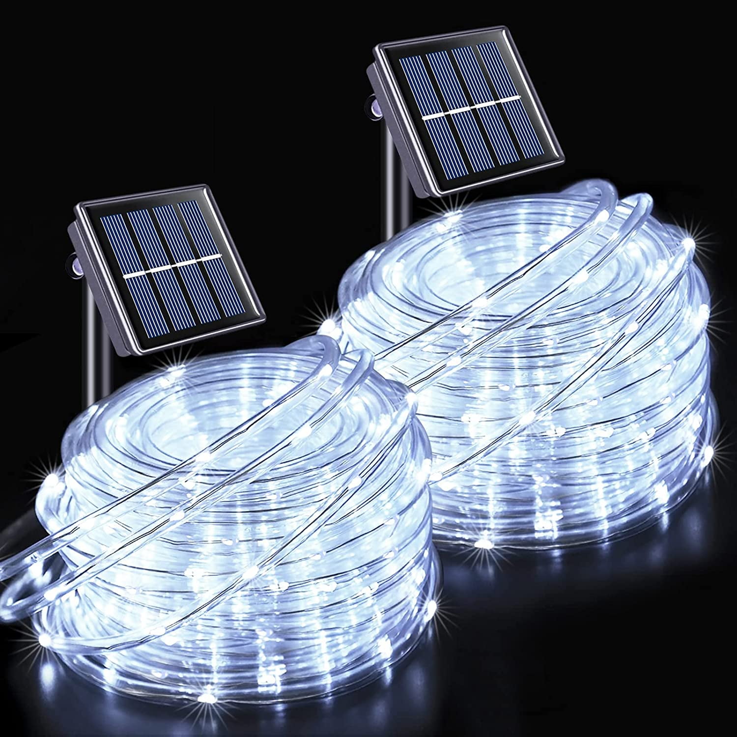 JMEXSUSS 2 Pack 100 LED Solar Rope Lights,33ft 8 Modes Solar Rope ...