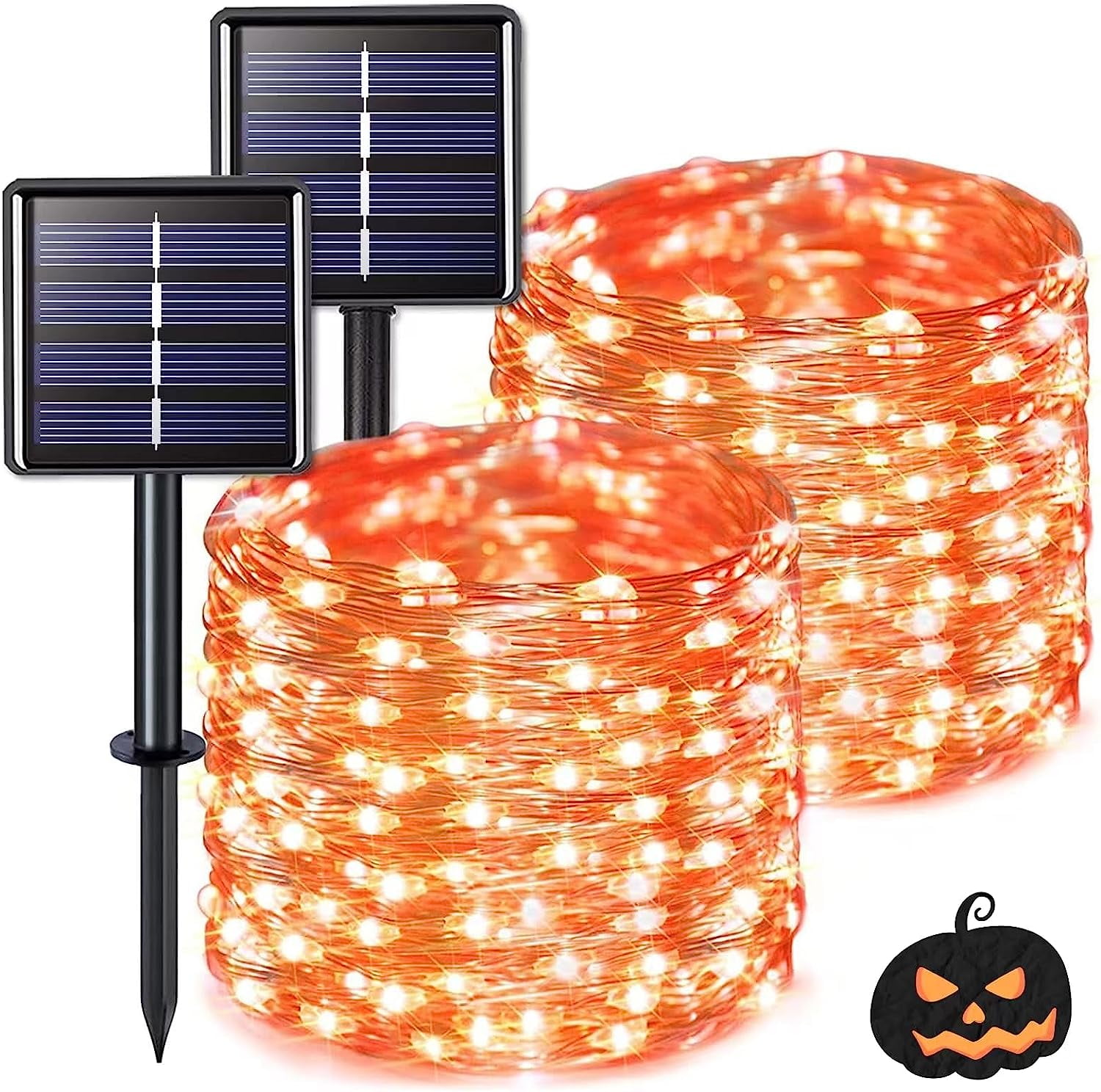 JMEXSUSS 2 Pack Orange Solar Lights Outdoor, Each 66ft 200 LED Solar ...