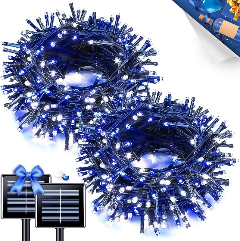 JMEXSUSS 2 Pack Solar String Lights Outdoor Waterproof, Each 33 FT 100 ...