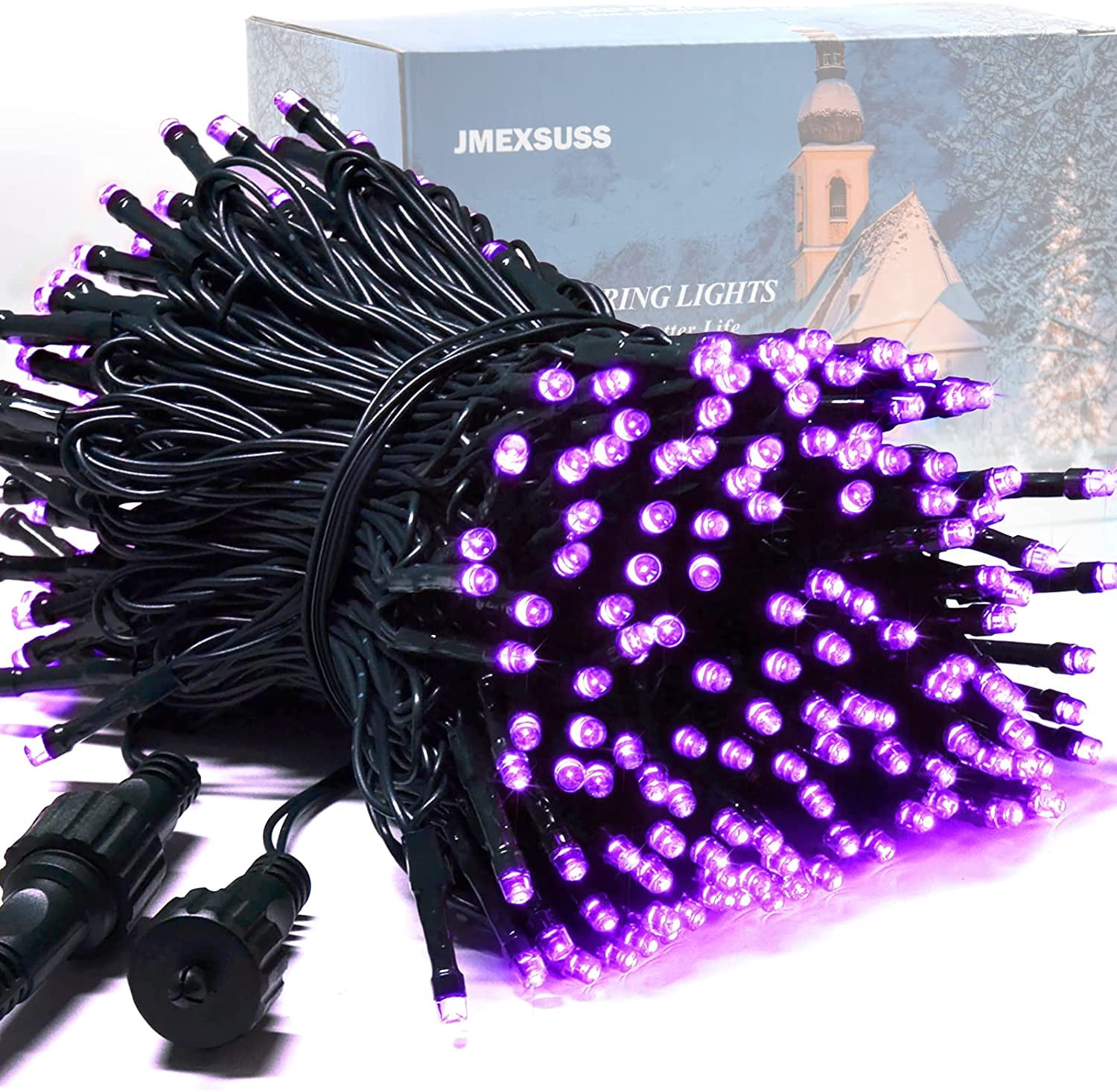 JMEXSUSS 200 LED 66ft Purple Halloween Lights, Expandable Halloween ...