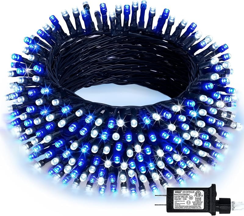 JMEXSUSS 200 LED 66ft Red White and Blue Lights Outdoor, Expandable ...