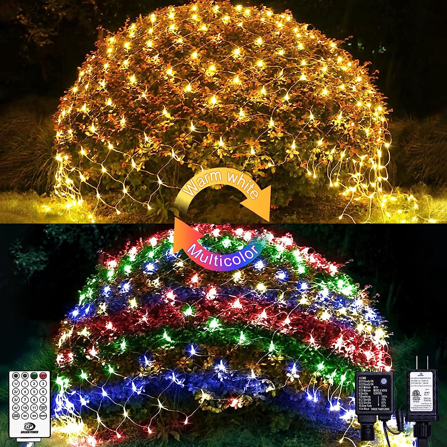 JMEXSUSS 360 LED Net Christmas Lights,12ft x 5ft Warm White ...