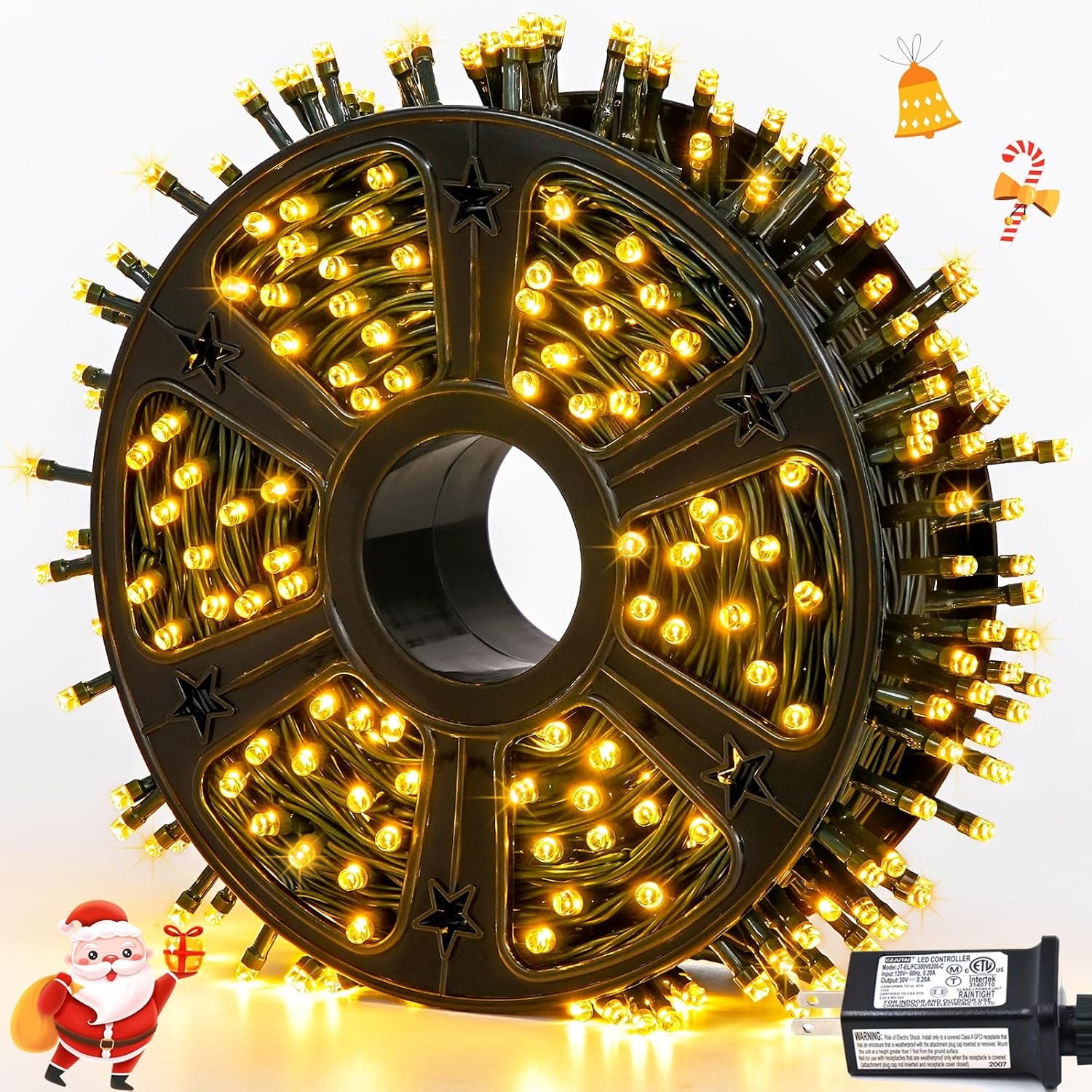 JMEXSUSS 500 LED Christmas Lights, Waterproof, Indoor/Outdoor, Warm ...