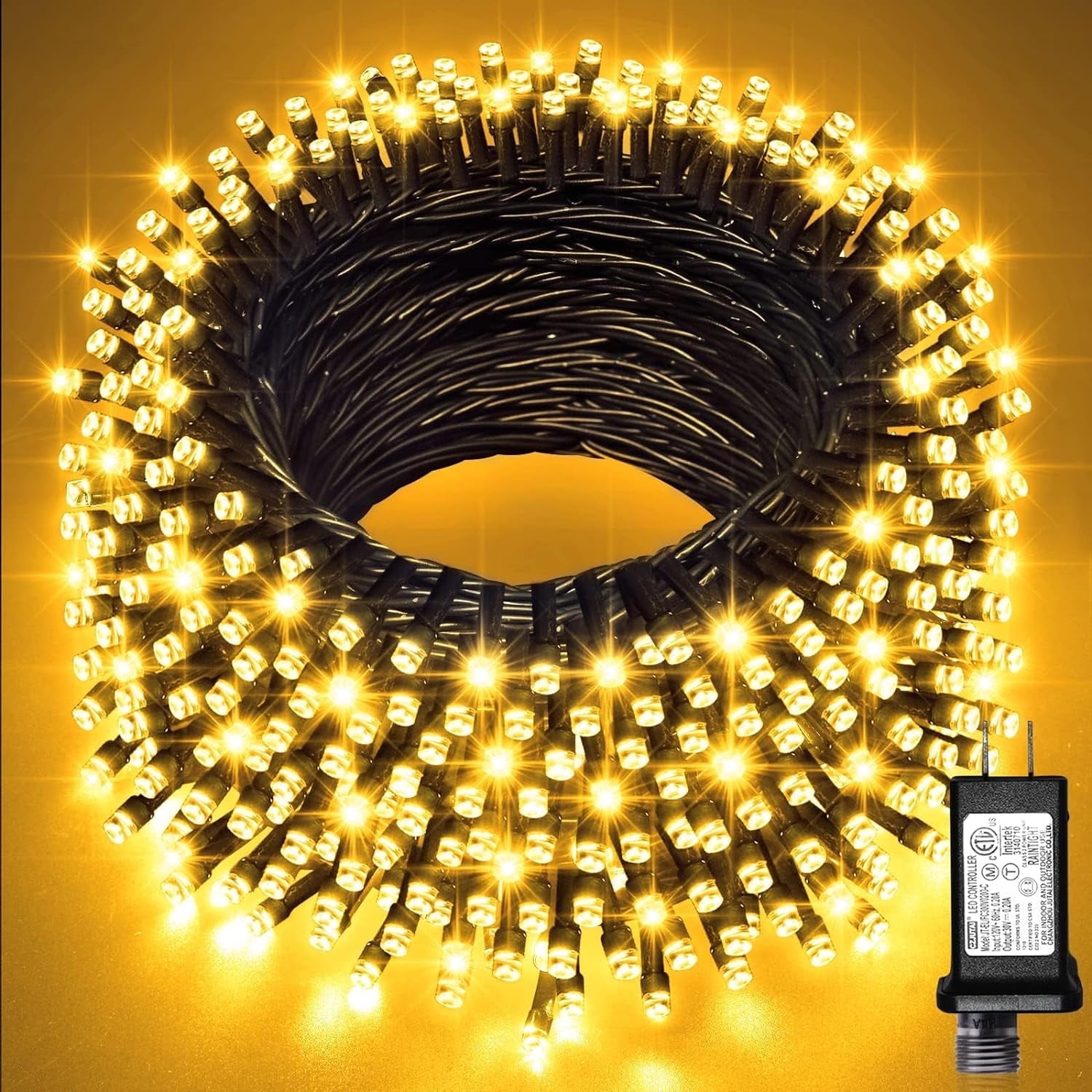 JMEXSUSS 66ft 200 LED Warm White Christmas Lights Outdoor, Green Wire ...