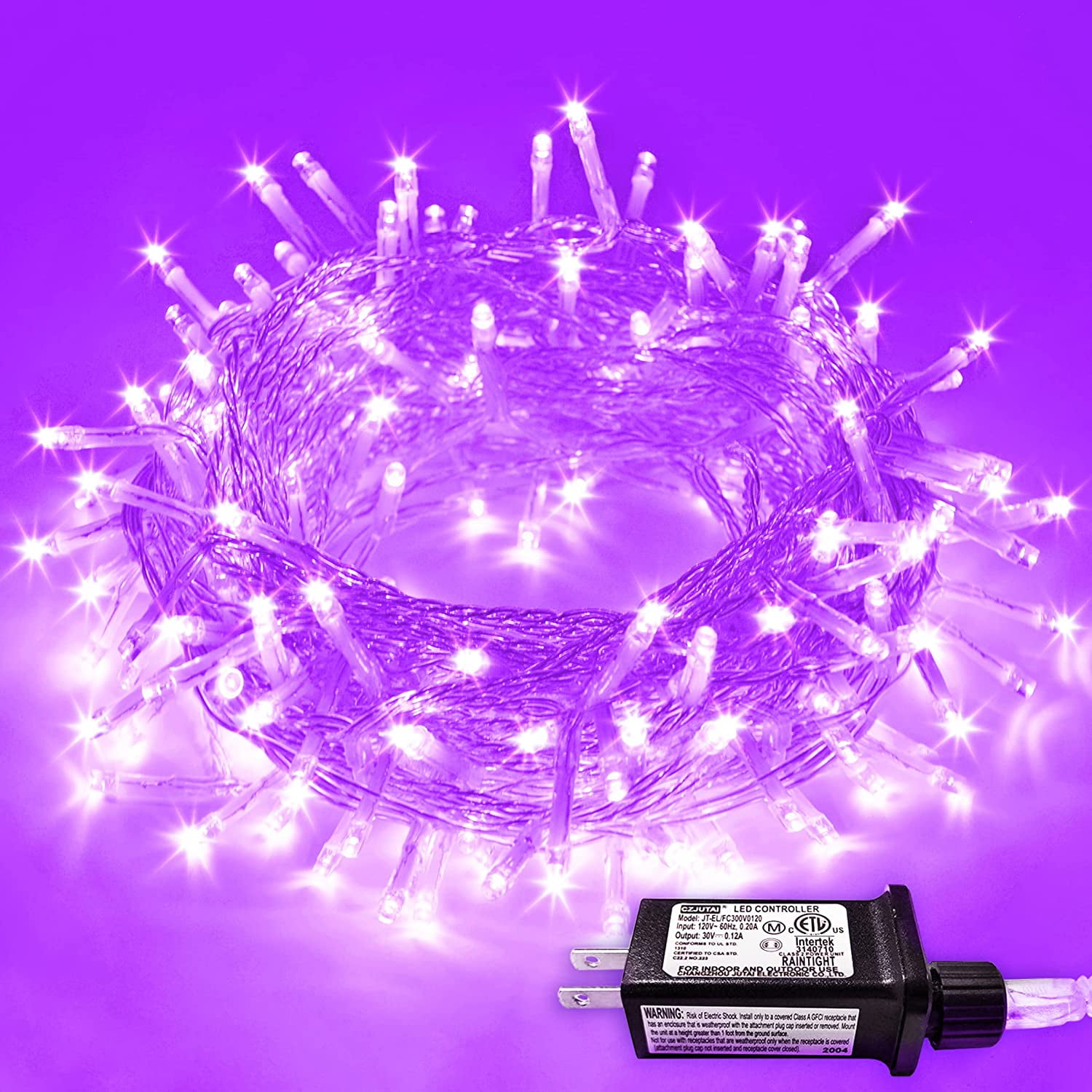 JMEXSUSS 66ft 200 LED Purple Halloween Lights Indoor Outdoor, Clear ...
