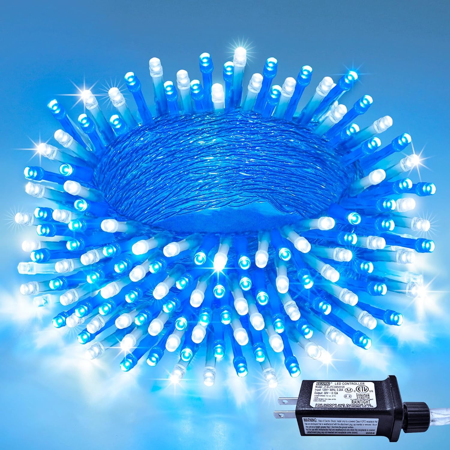 JMEXSUSS Connectable Blue and White Christmas Lights, 8 Modes 100 LED ...