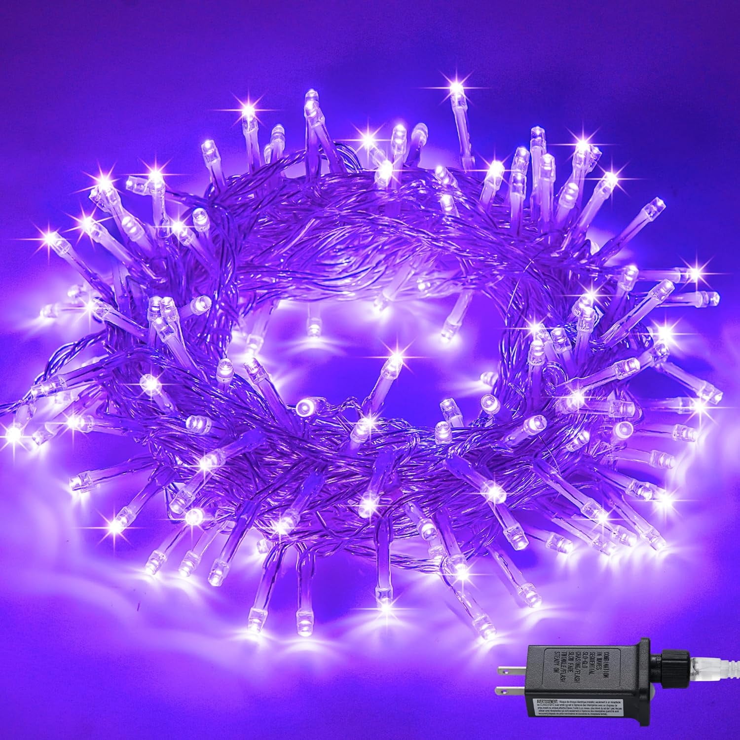 JMEXSUSS Halloween Decorations 100 LED Purple Halloween Lights, 8 Modes ...