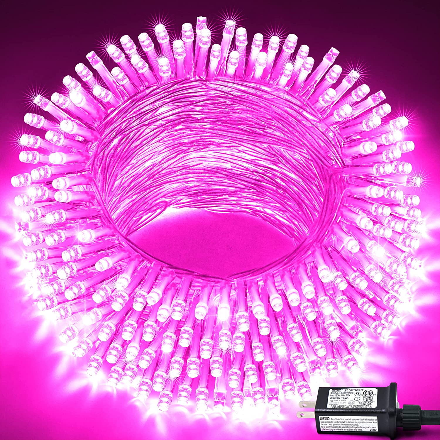JMEXSUSS Pink Room Decor Lights, 33ft 100 LED Pink Christmas Lights, 8 ...