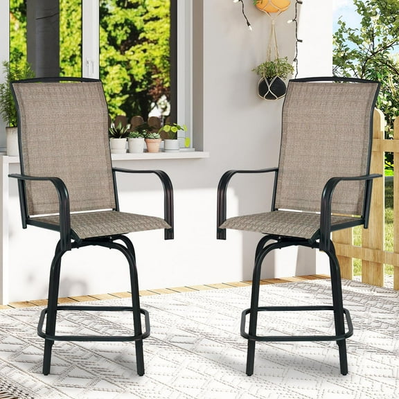 Folding Patio Bar Chairs Set of 4, Outdoor Counter Height Bar Stools ...