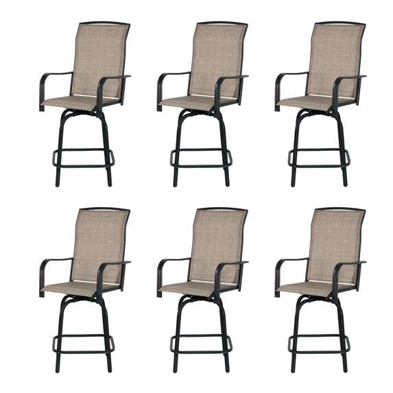 JMGJOY Outdoor Swivel Bar Stools Set of 6, 26.6" Seat Height Patio Bar ...