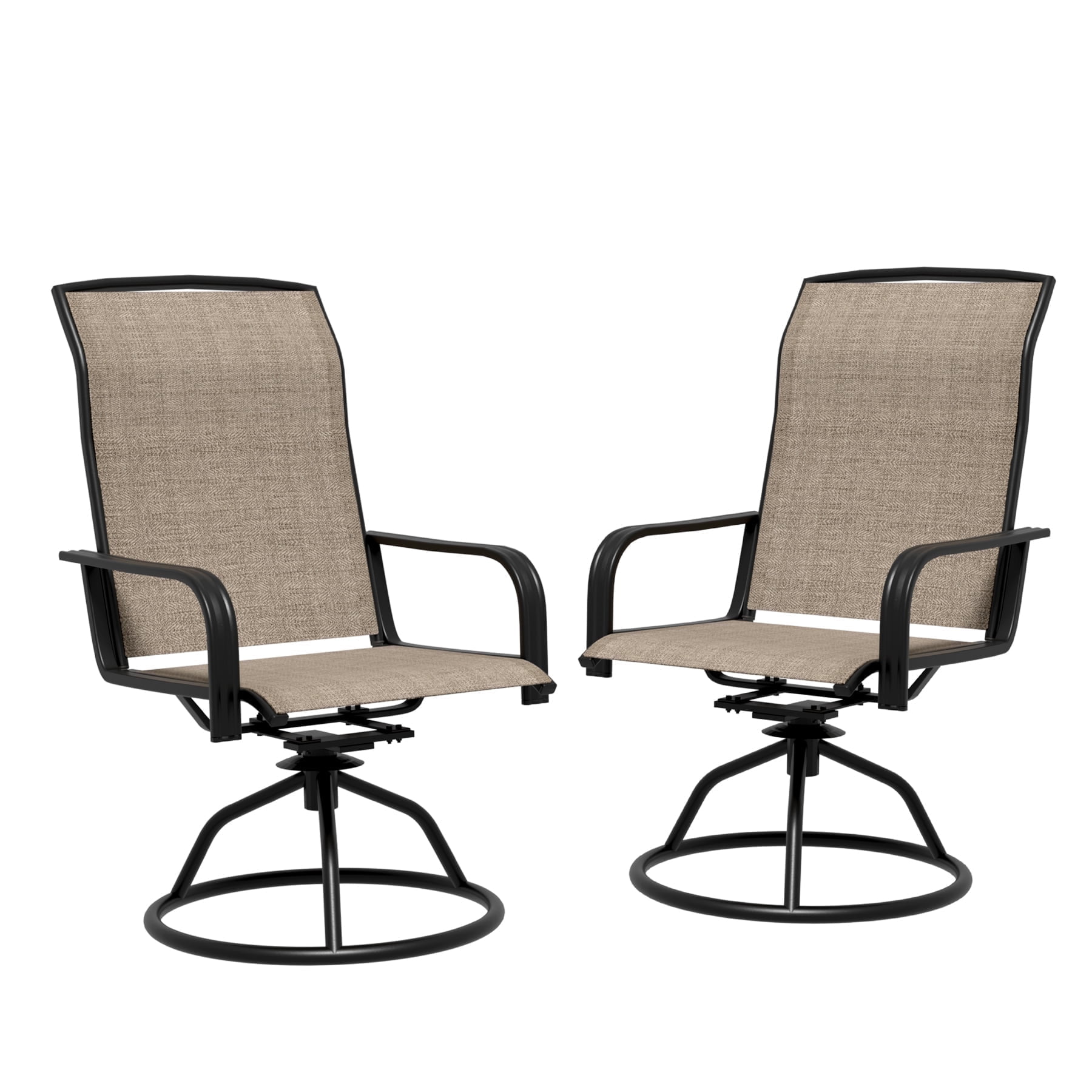 JMGJOY Patio Swivel Chair Set of 2, Outdoor High Back Textilene Rocking ...