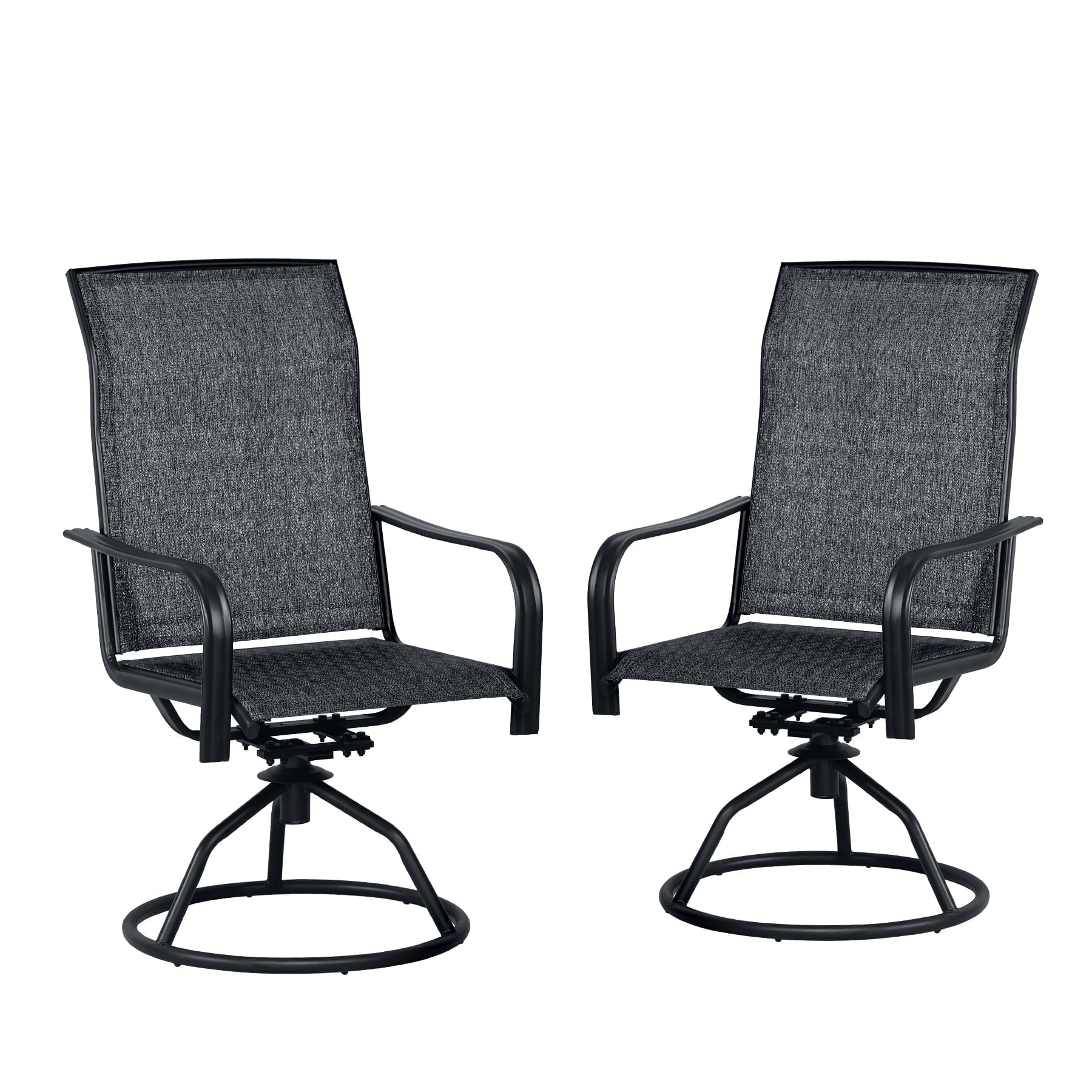 JMGJOY Patio Swivel Chair Set of 2, Outdoor High Back Textilene Rocking ...