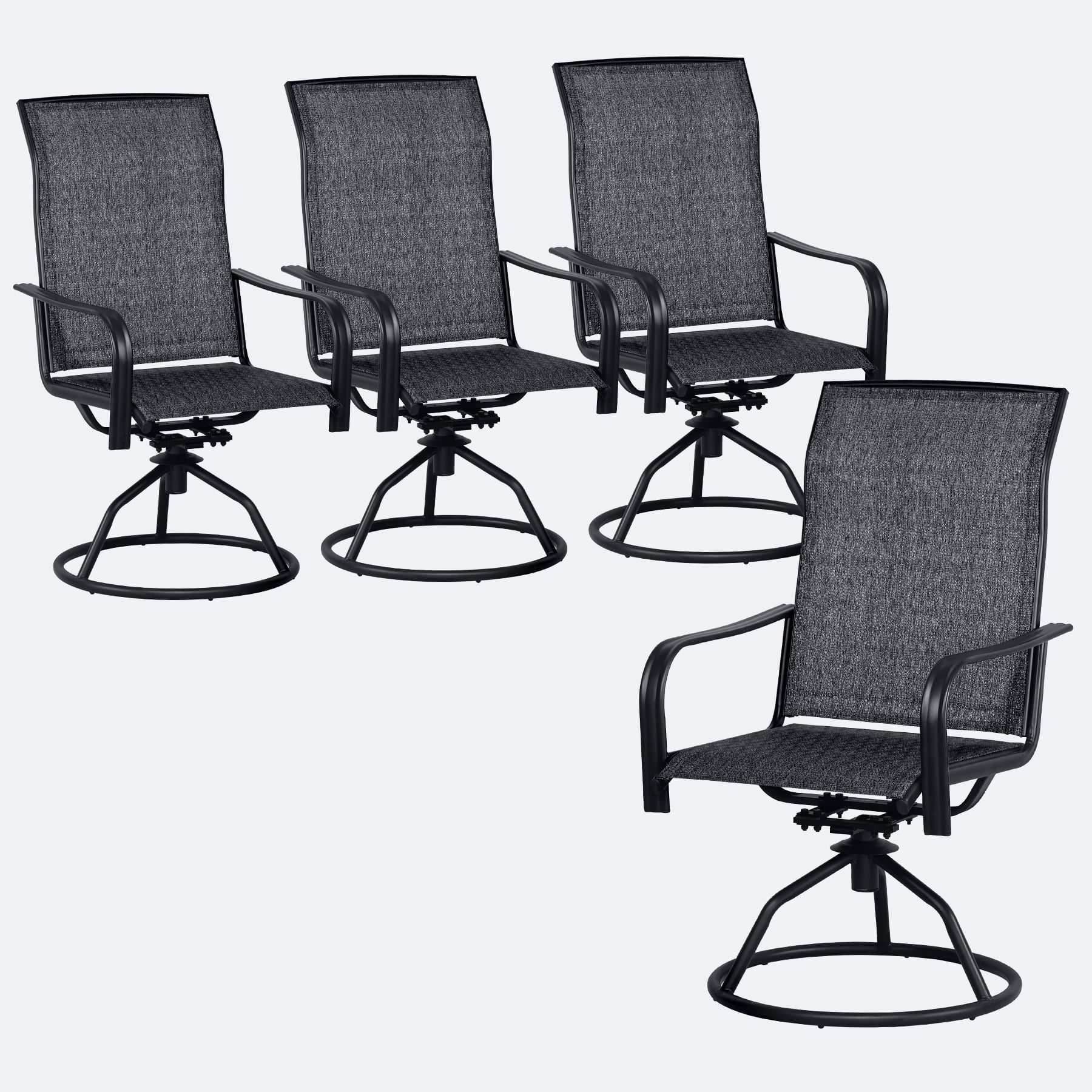 JMGJOY Patio Swivel Chair Set of 4, Outdoor High Back Textilene Rocking ...