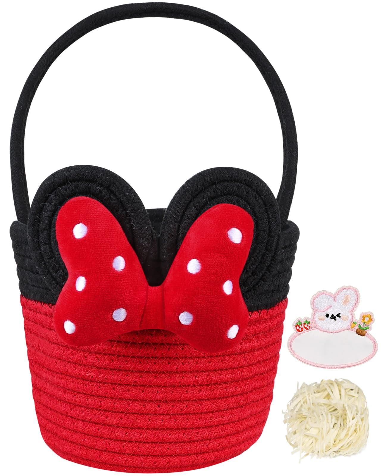 JMHACHY Easter Basket for Kids - Cute Bow Woven Empty Easter Baskets with Handle for Girls ...