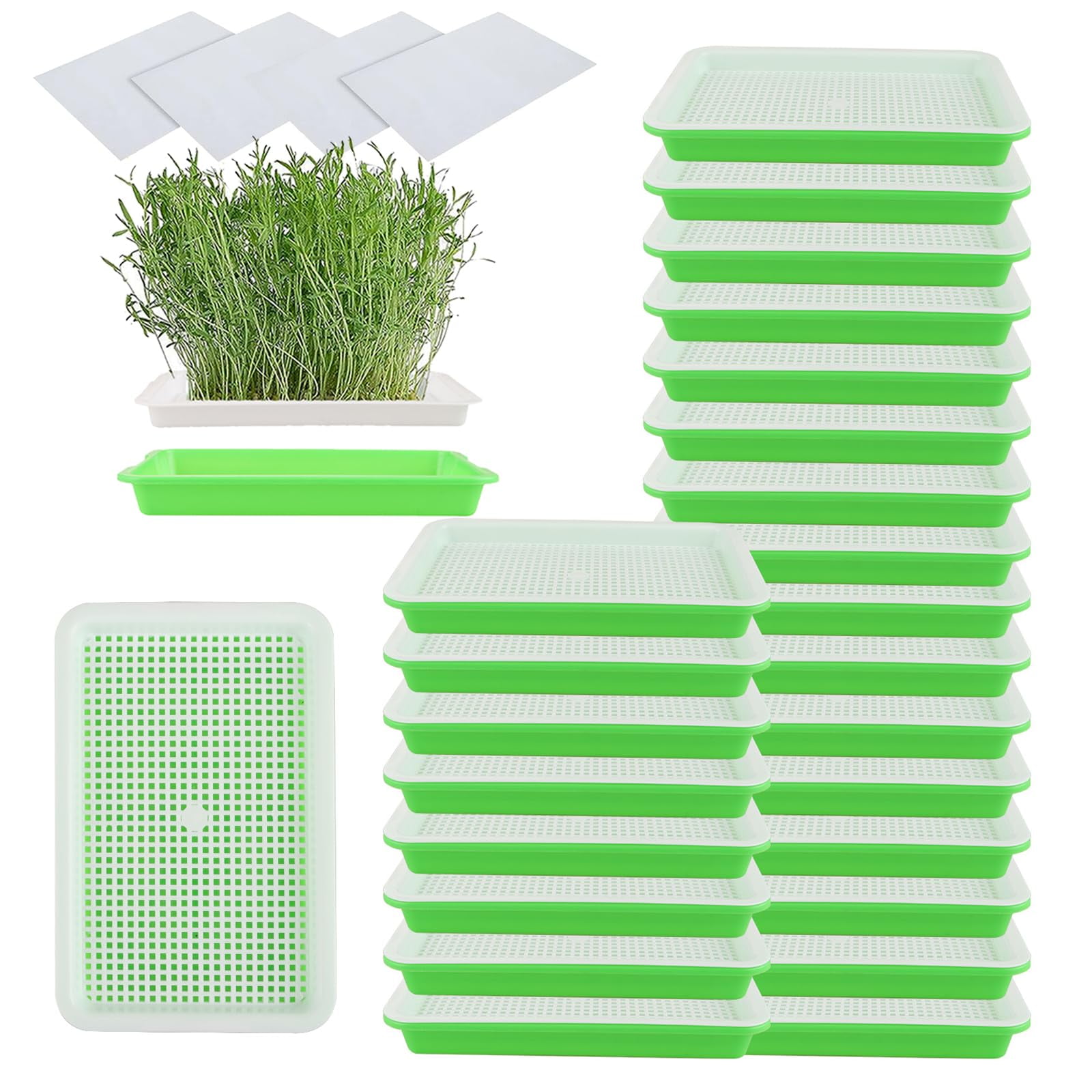 JMIATRY 24 Set Microgreens Growing Trays ITL1 8.9 x 5.7 Inches Plastic ...