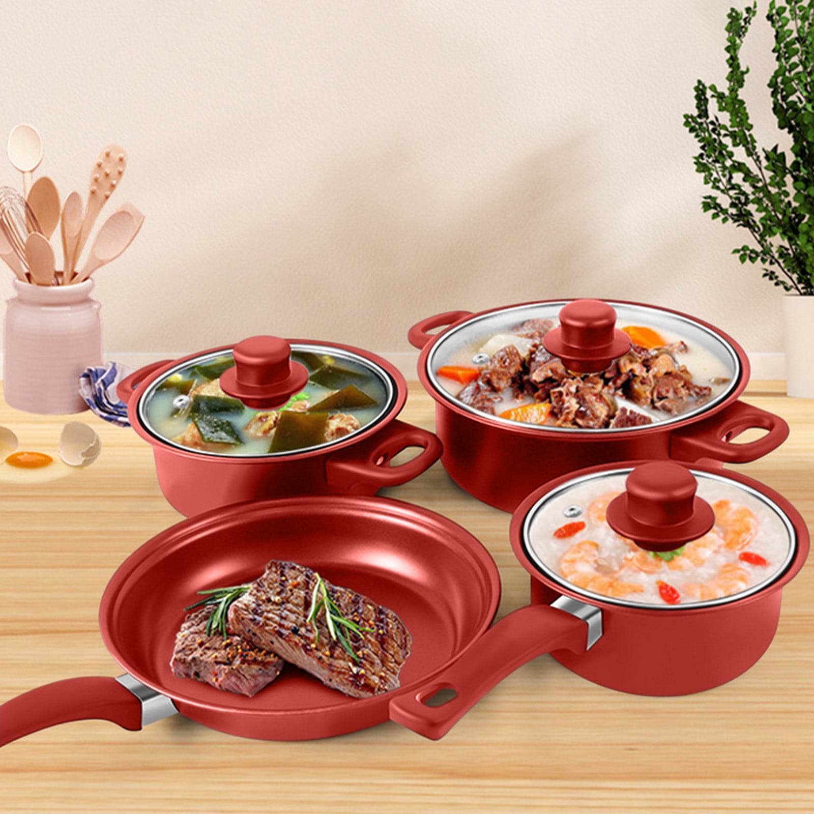 13 Piece Nonstick Cookware Set with Glass Lids - Complete Kitchen ...