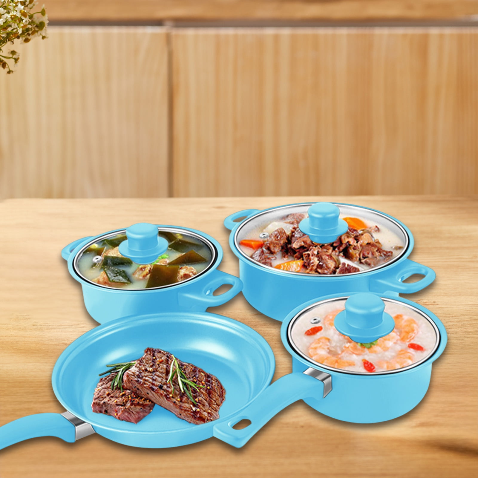 13 Piece Nonstick Cookware Set with Glass Lids - Complete Kitchen ...