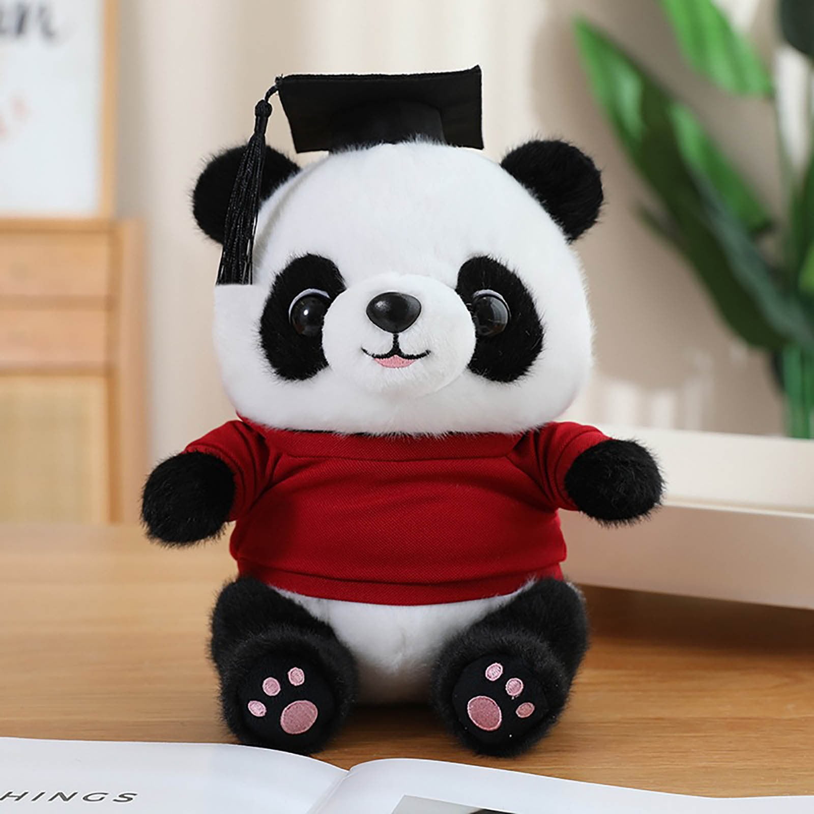 JMKQLZ 2025 T-shirt Panda Doll 25CM Panda Plush Graduation Panda ...