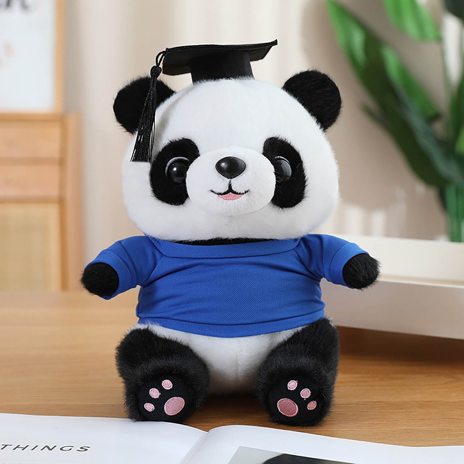 JMKQLZ 2025 T-shirt Panda Doll 25CM Panda Plush Graduation Panda ...