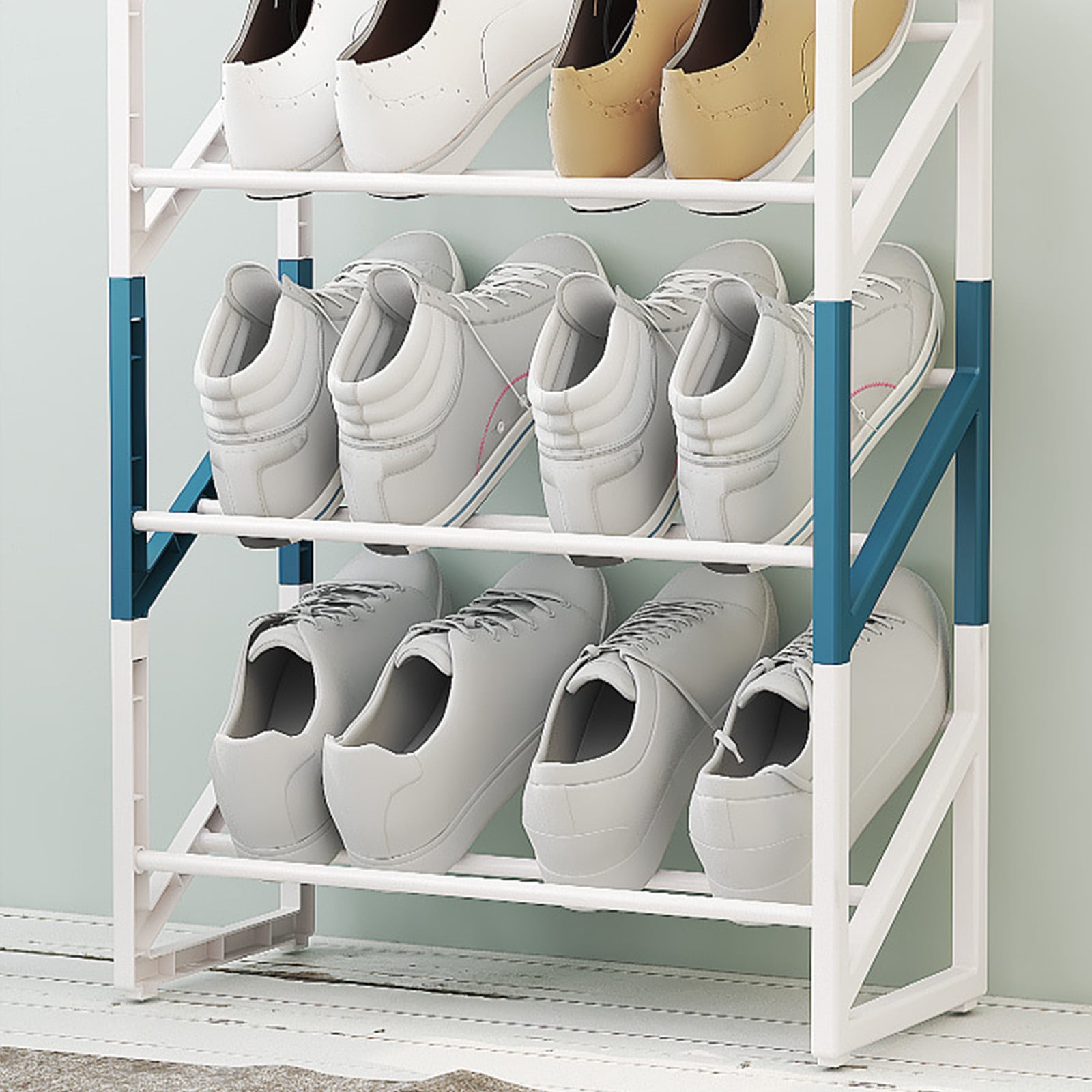 JMKQLZ 3 Tier Shoe Rack for Closet Entryway, Metal Shoe Storage ...