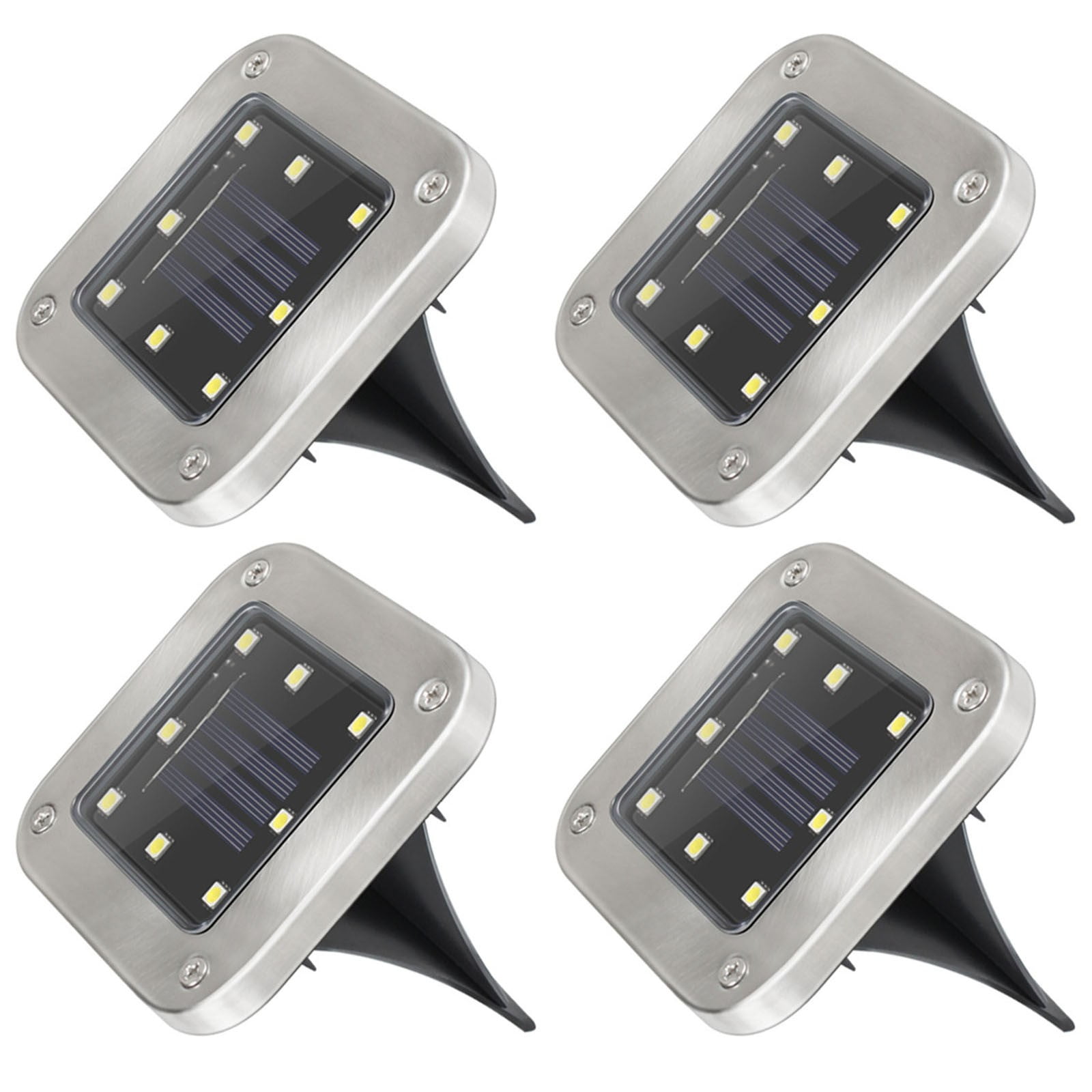 JMKQLZ 4 PC Solar Ground Lights, 8 LED Solar Powered In-Ground Lamps ...