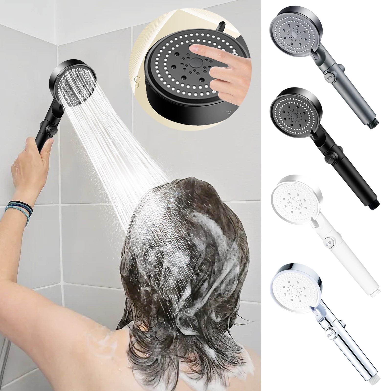 JMKQLZ 5-Speed Booster Shower High Pressure Handheld Shower Head with ...