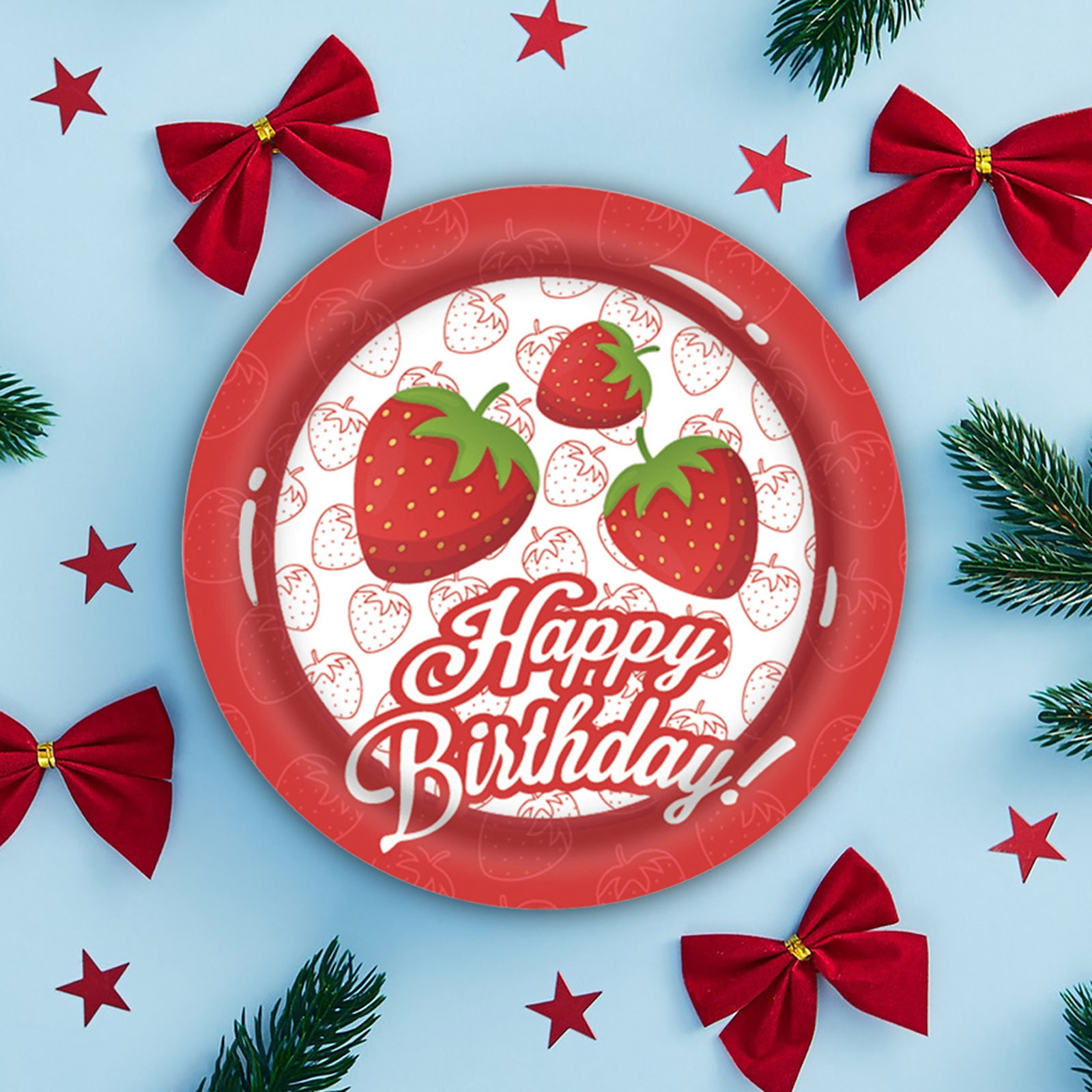 JMKQLZ 7Inches Strawberry Plates Set,16pcs Strawberry Party Tableware ...