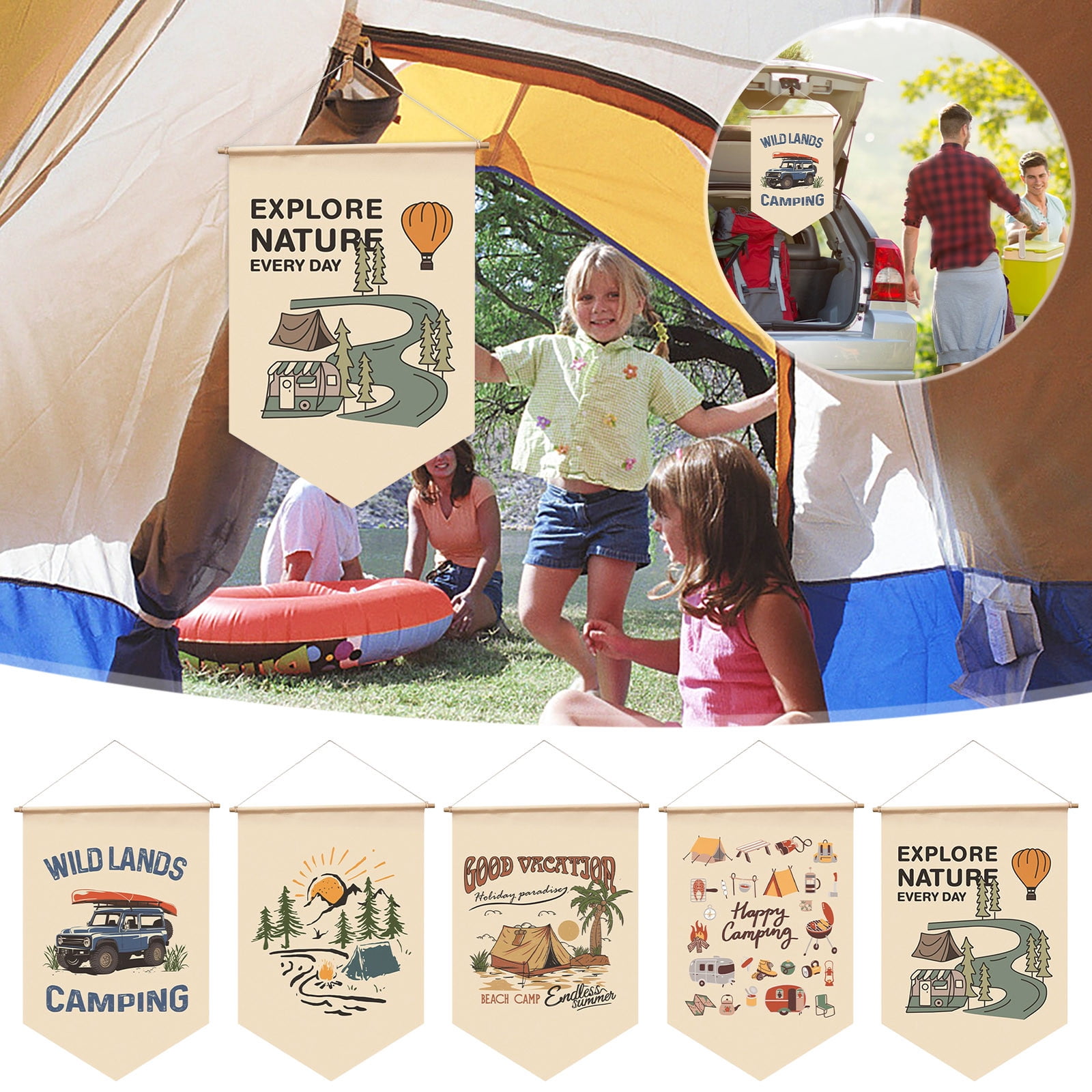 JMKQLZ Camping Garden Flag, Outdoor Camp Decoration Flag for Campsite ...