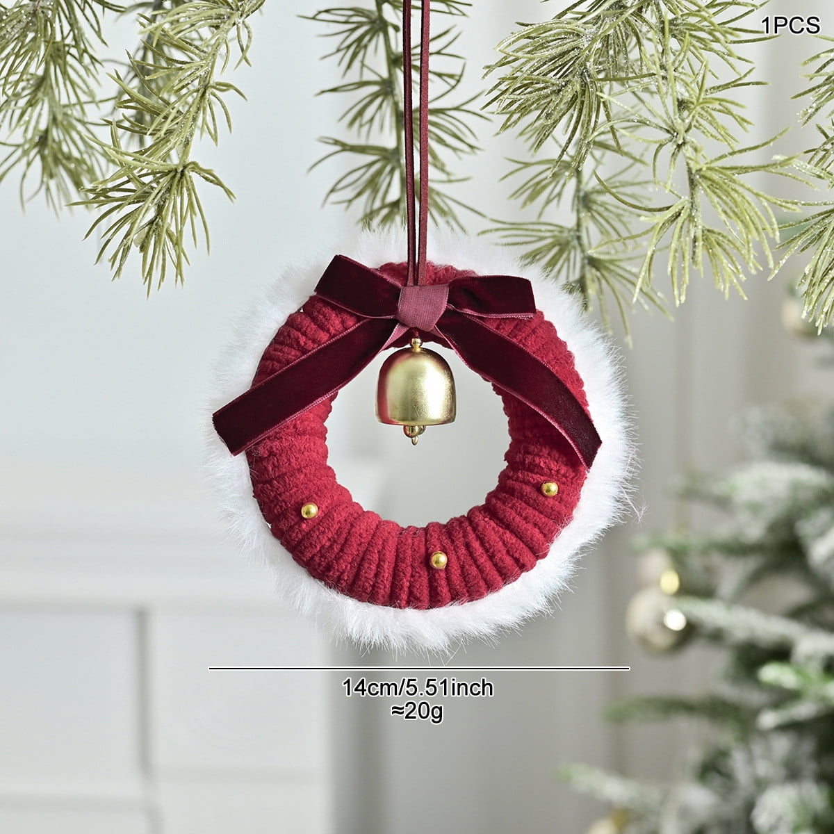JMKQLZ Christmas Bells Wreath Bow Car Hanger Tree Ornament Set For ...