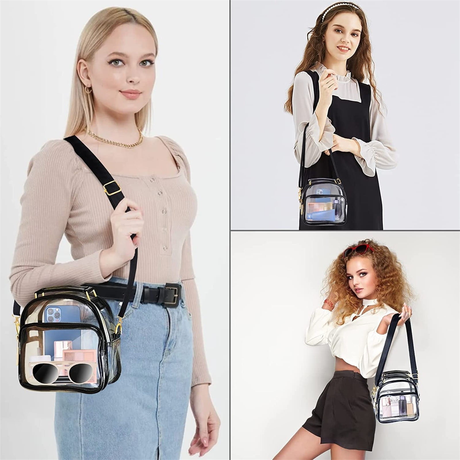 JMKQLZ Clear Handbag, Transparent Crossbody Purse Bag for Women ...