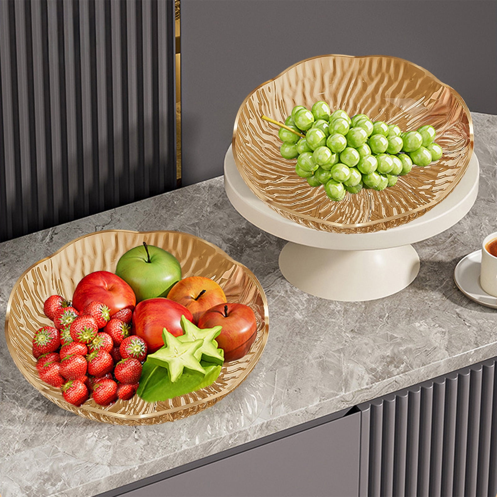 JMKQLZ Decorative Plastic Serving Tray with Drainage Function - Elevated Pedestal Design Multi ...